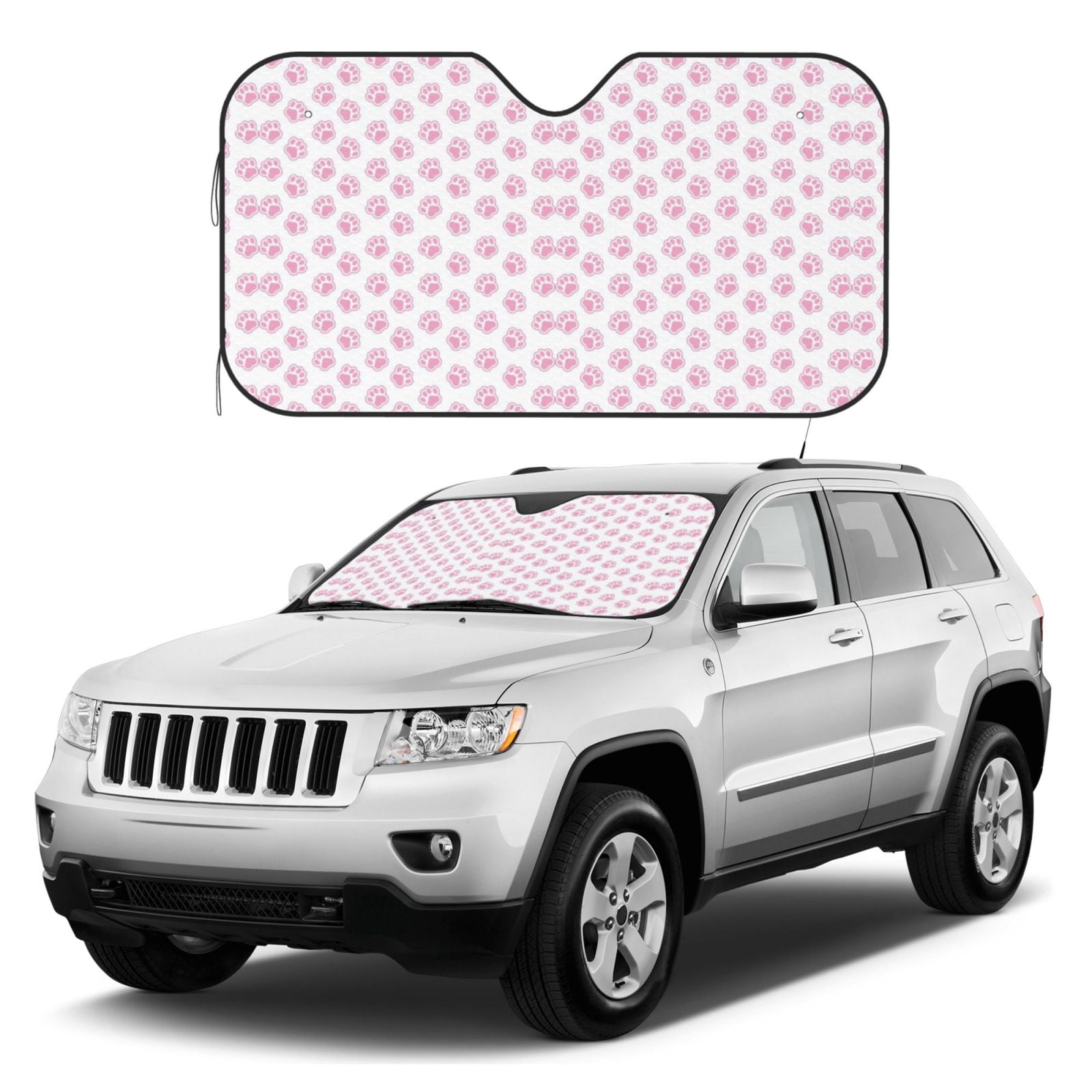 Kdxio Pink Paw Print Windshield Sun Shade, Foldable Sun Blocker for Car ...