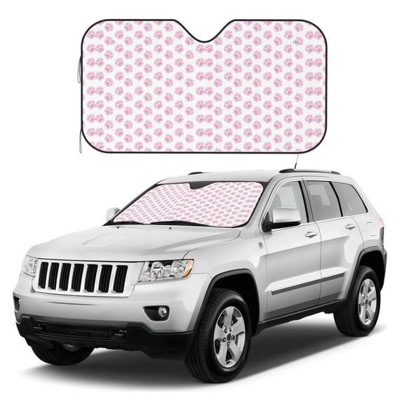 Kdxio Pink Paw Print Windshield Sun Shade, Foldable Sun Blocker for Car ...