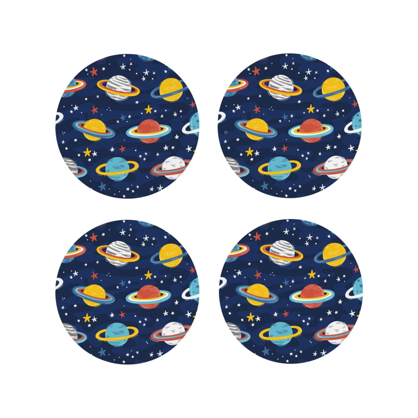 Kdxio Planets And Stars Funny Coasters,4 Pcs Leather Coasters ...
