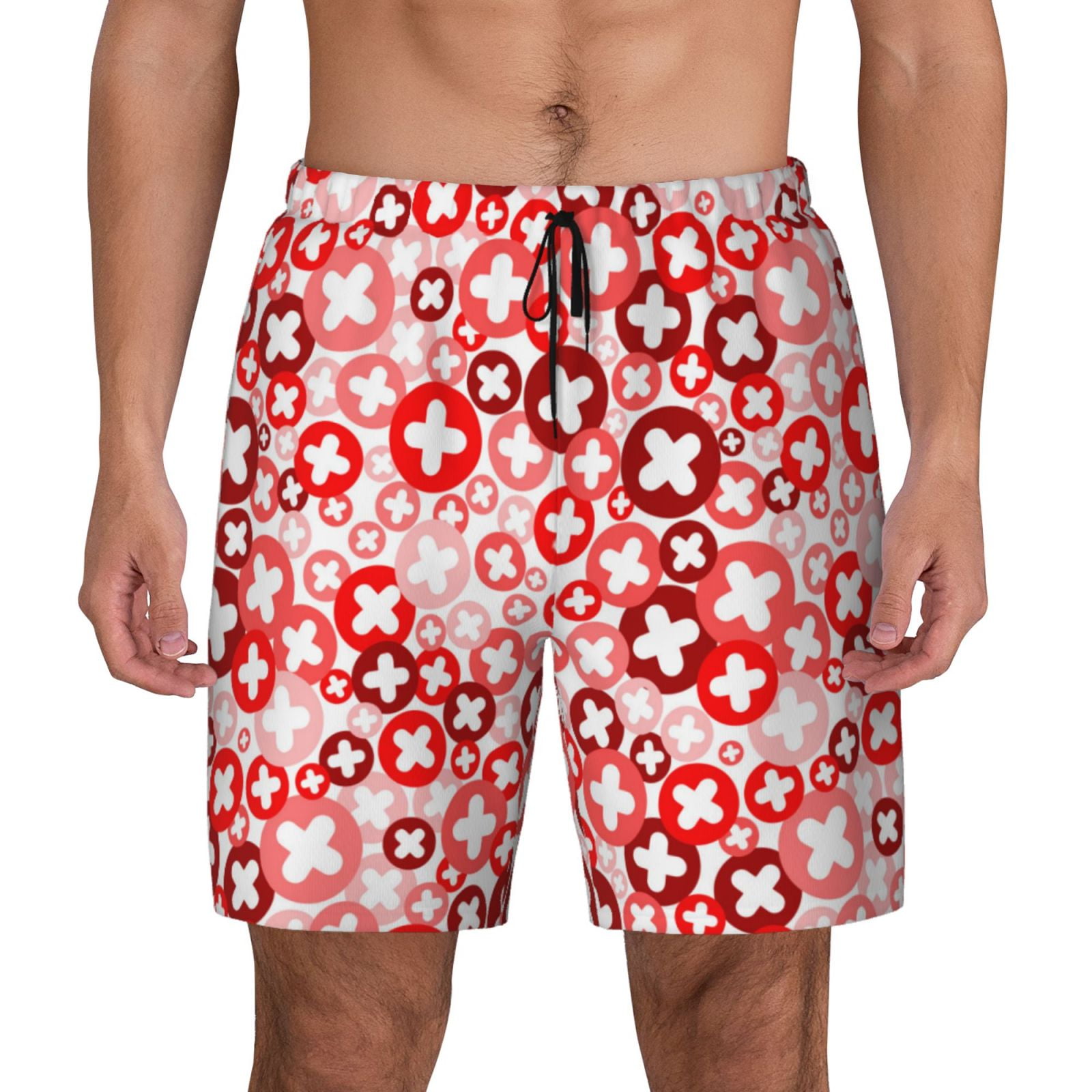Kdxio Plus Cross Print Men's Swim Trunks with Compression Liner 7 Inch ...