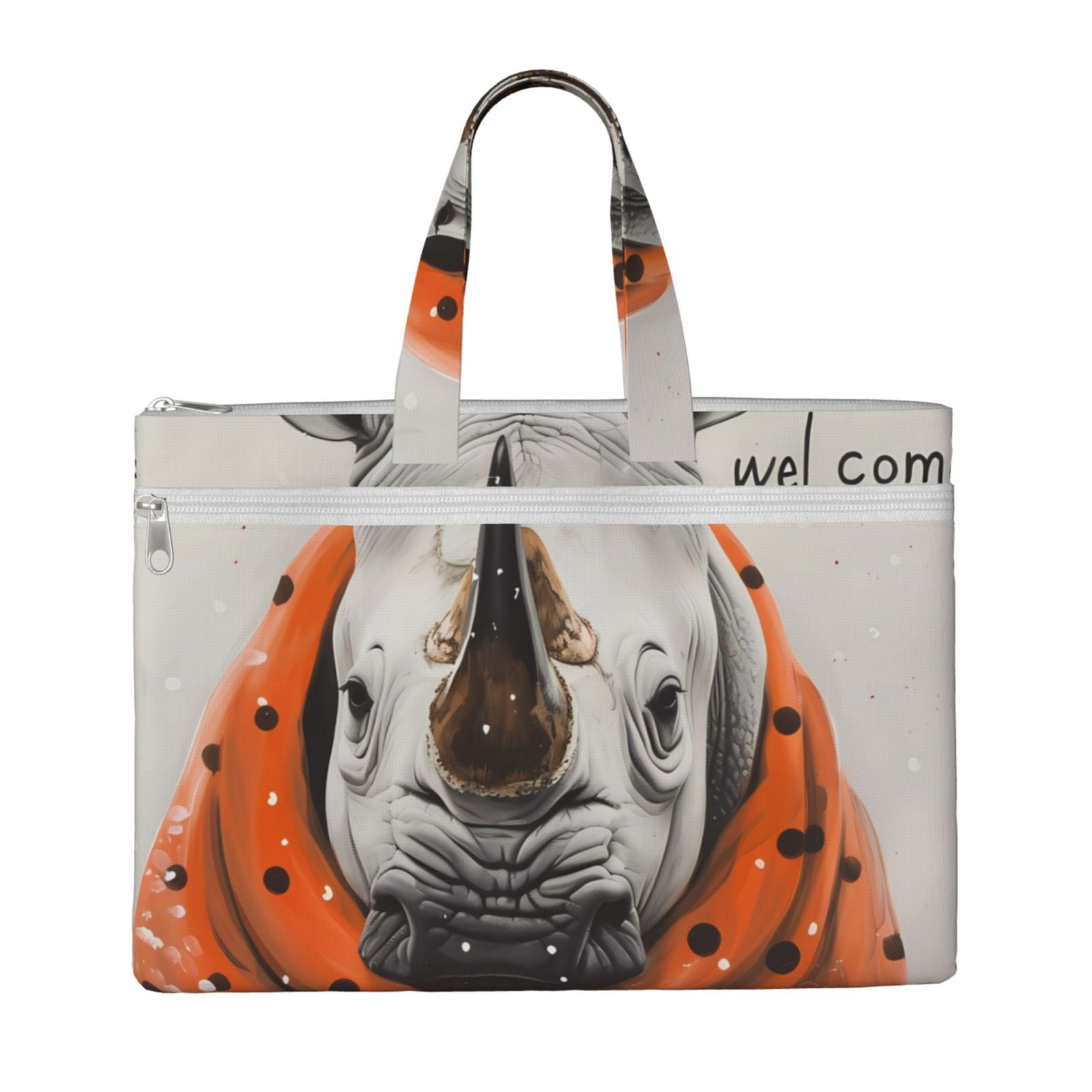 Kdxio Polka Dot Rhino Welcome File Tote Document Bag Business Briefcase ...