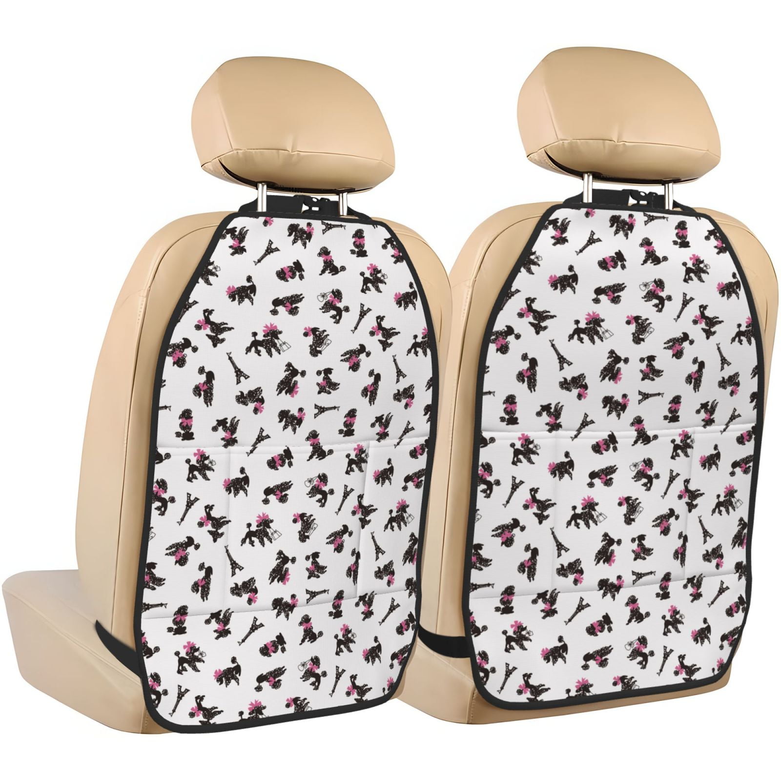 Kdxio Poodle Dog Print 2 Pack Car Kick Mat Seat Cover Back Protector ...