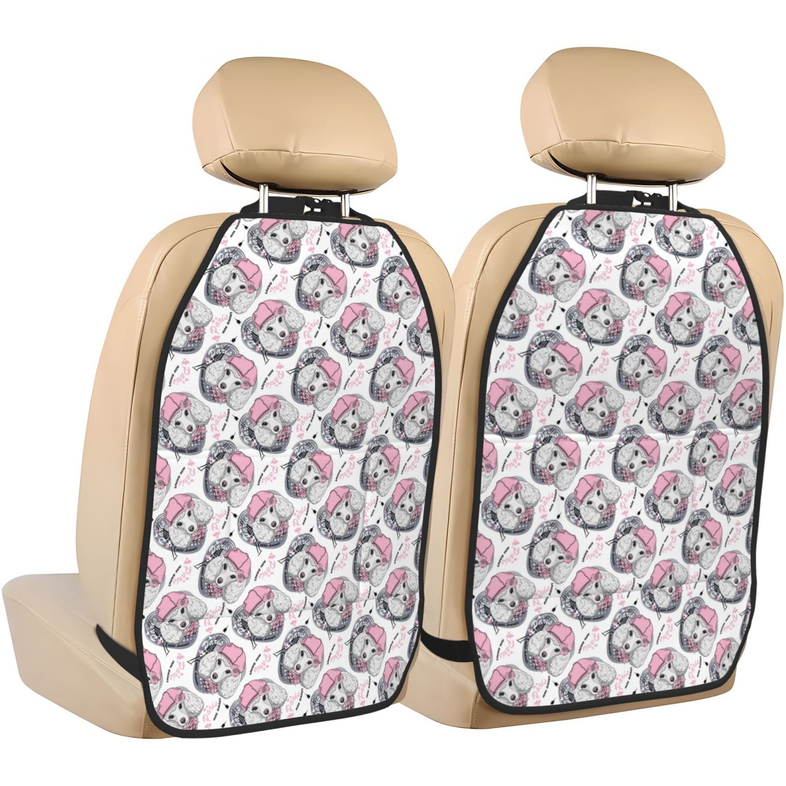 Kdxio Poodle Dog Print 2 Pack Car Kick Mat Seat Cover Back Protector ...