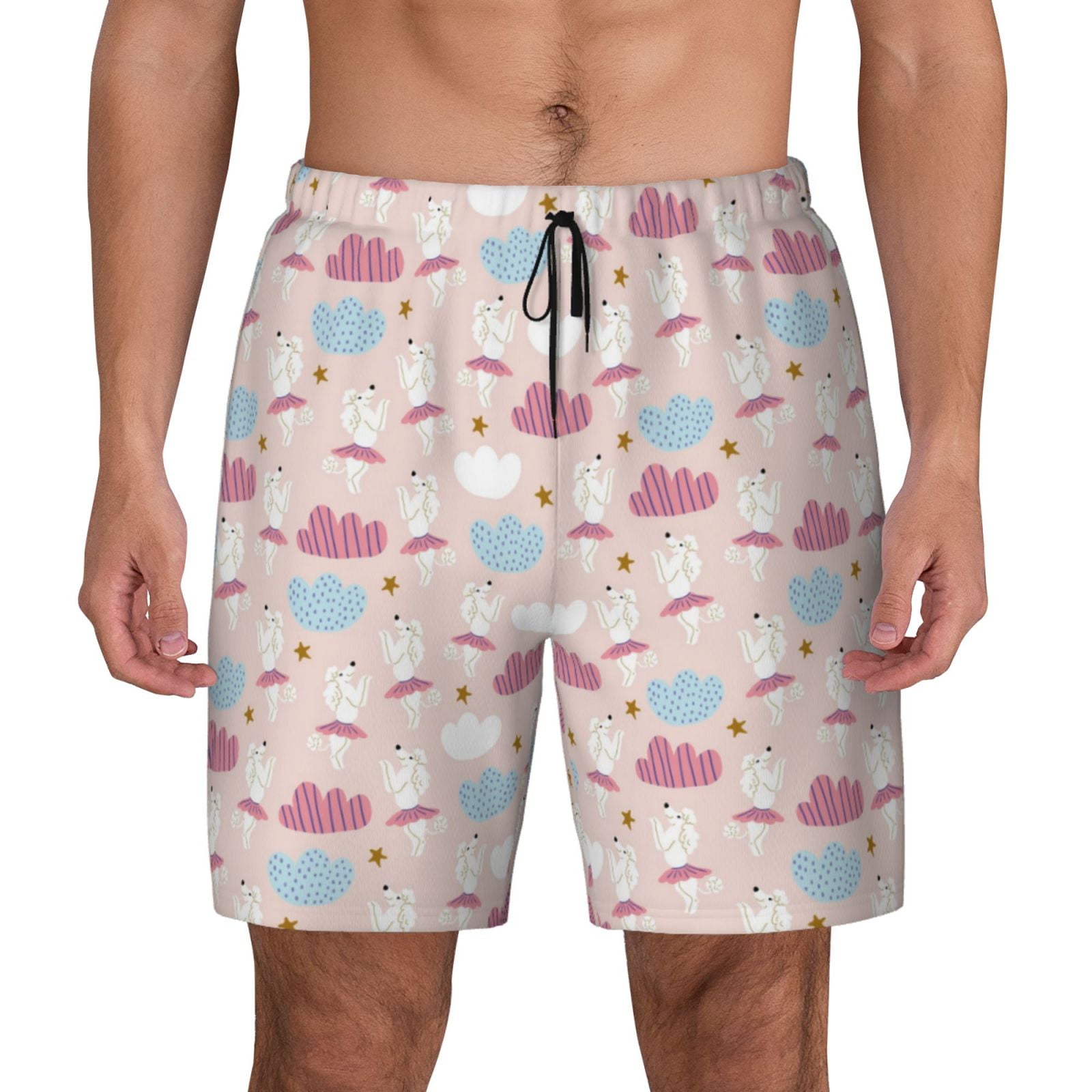 Kdxio Poodle In Ballet Skirts Dancing Print Men's Swim Trunks with ...