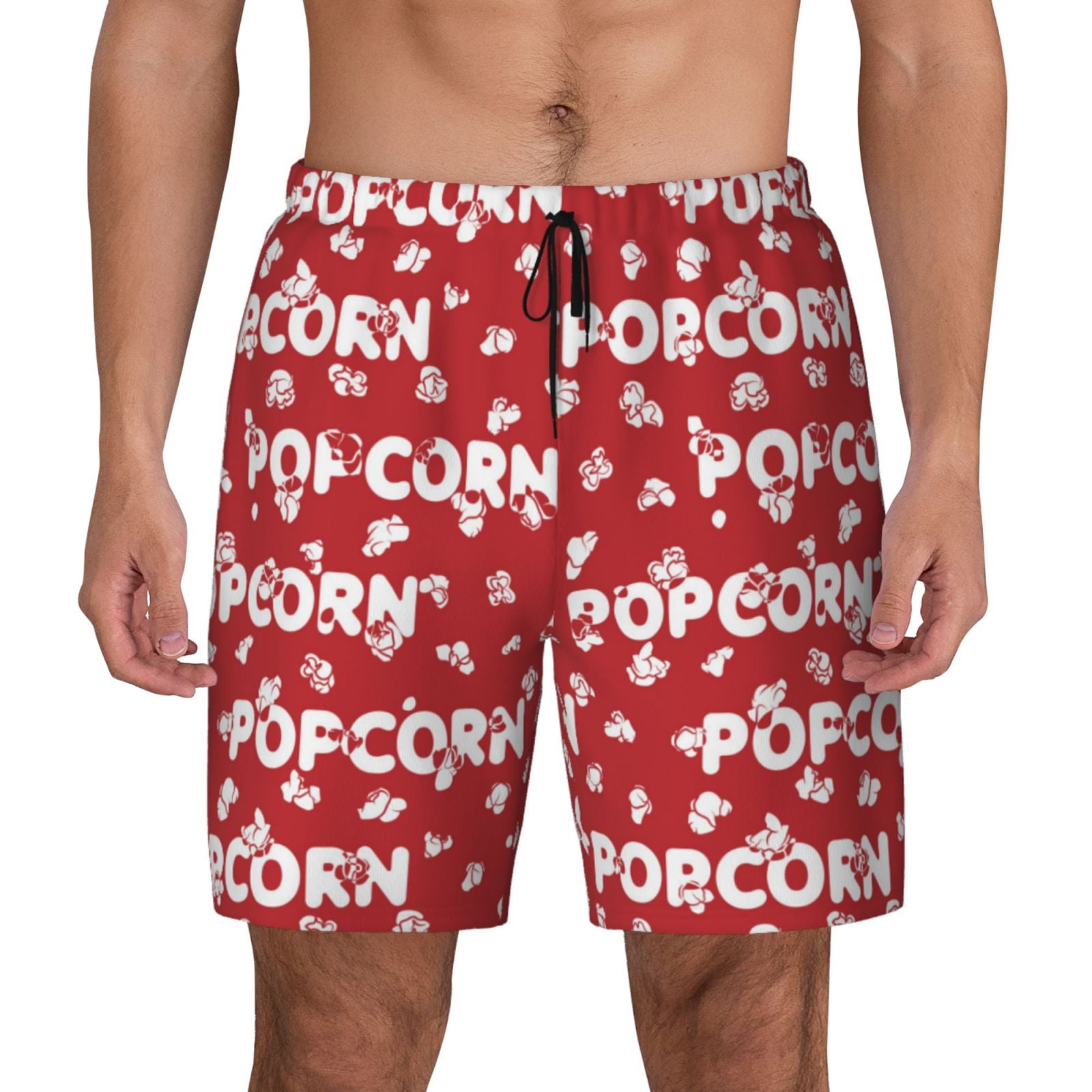 Kdxio Popcorn2 Print Men's Swim Trunks with Compression Liner 7 Inch ...