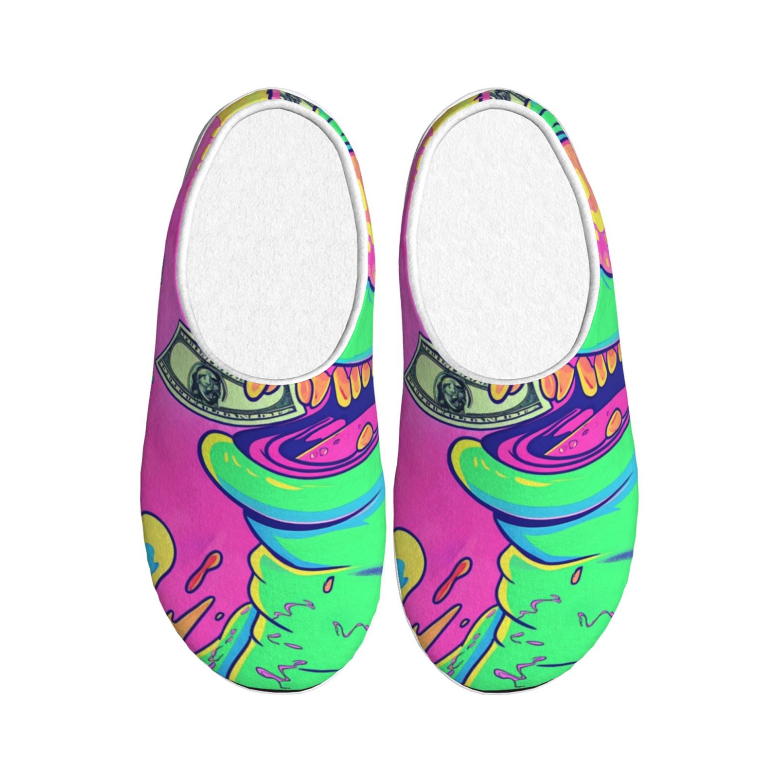 Kdxio Psychedelic Cartoon Frog Women's Men's Slippers Plush Slip-On ...