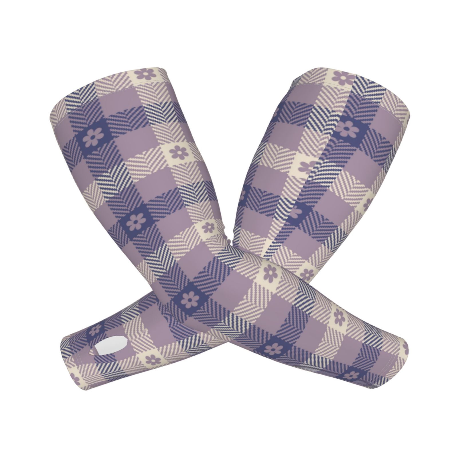 Kdxio Purple Floral Gingham Check Plaid Print UV Sun Protection Arm ...