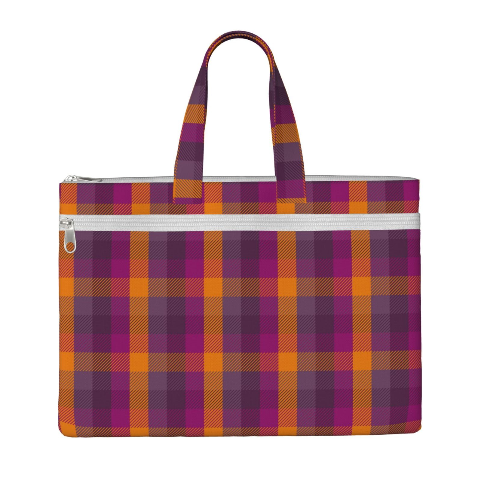 Kdxio Orange and Purple Plaid File Tote Document Bag Business Briefcase ...