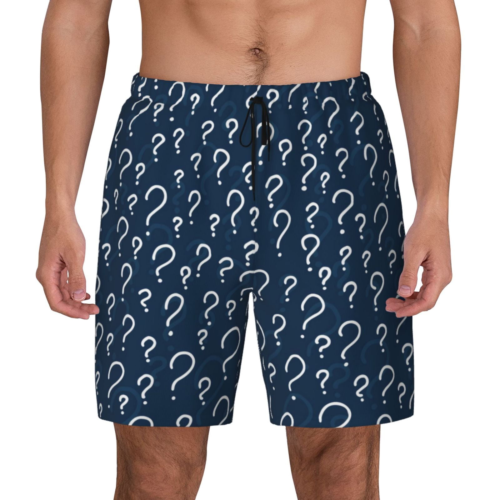 Kdxio Question Marks Print Men's Swim Trunks with Compression Liner 7 ...