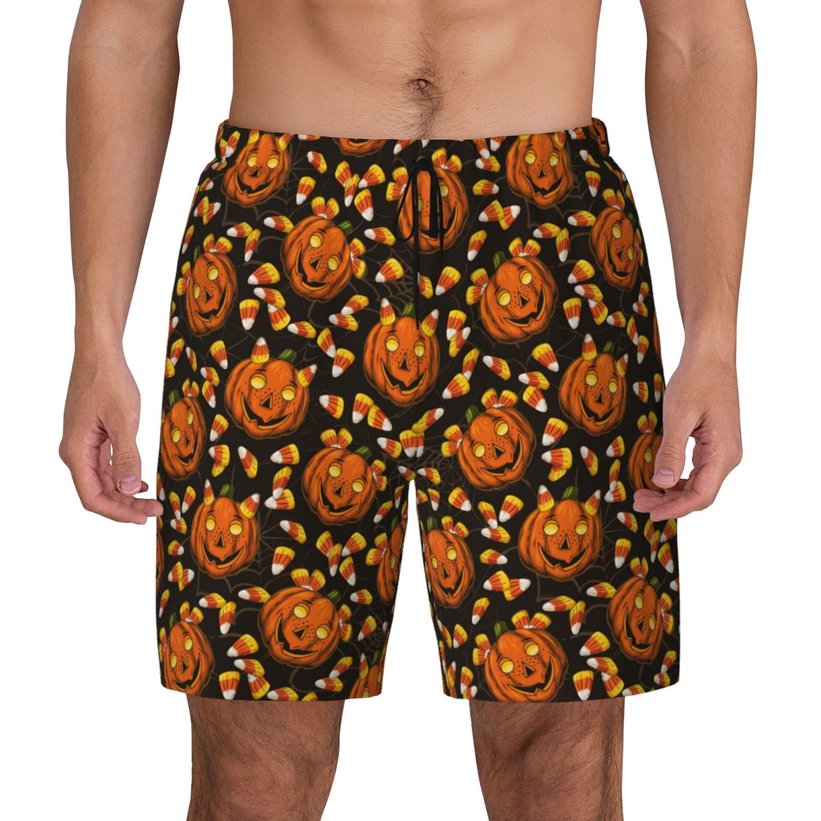 Kdxio Quirky Corn Pumpkin Print Men's Swim Trunks with Compression ...