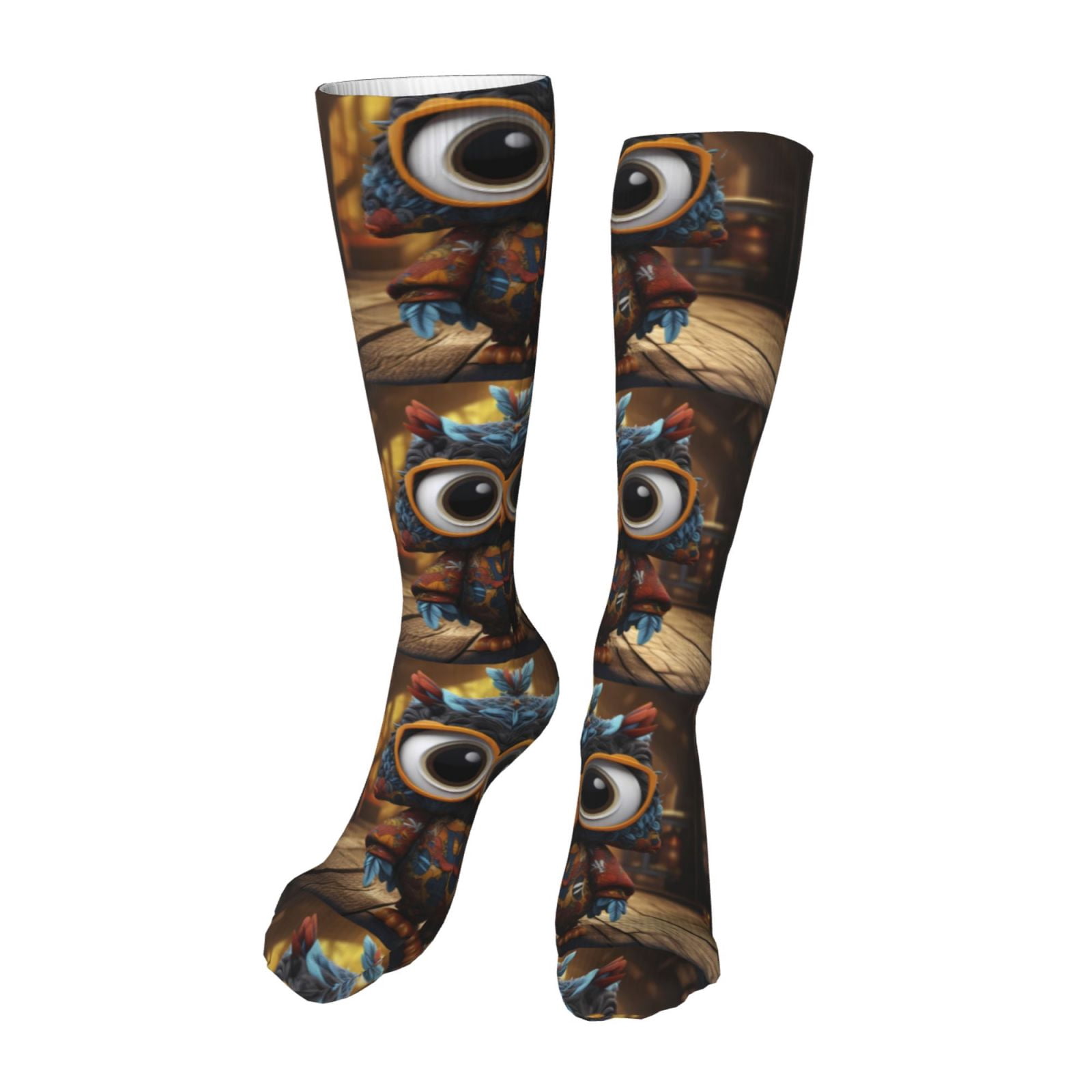 Kdxio Quirky Owl With Glasses Funny Silky Novelty Funky Long Knee High ...