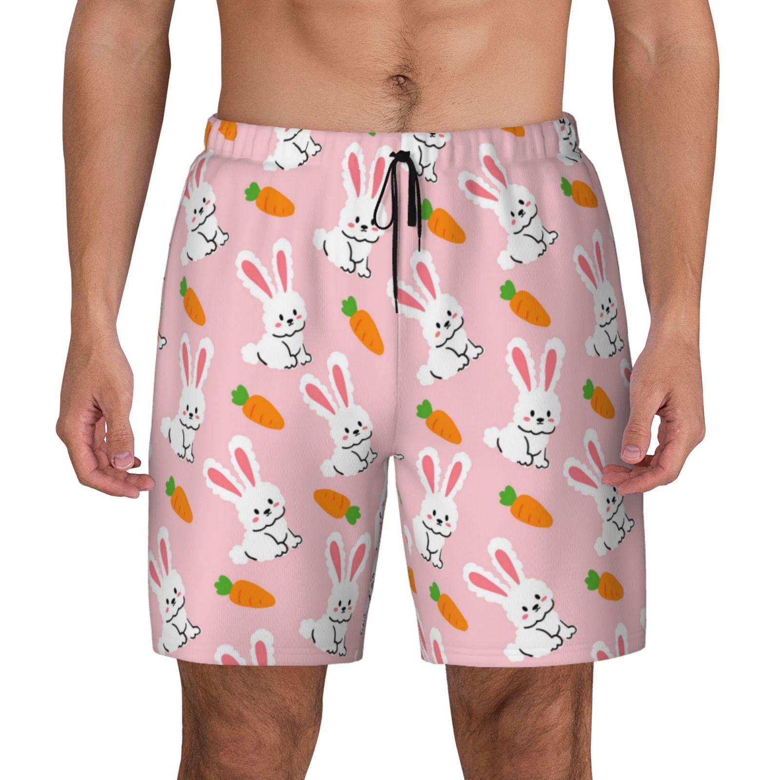Kdxio Rabbit And Carrot Print Men's Swim Trunks with Compression Liner ...