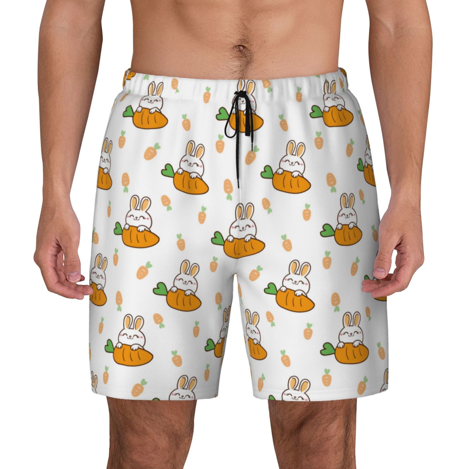 Kdxio Rabbit And Carrot Print Men's Swim Trunks with Compression Liner ...