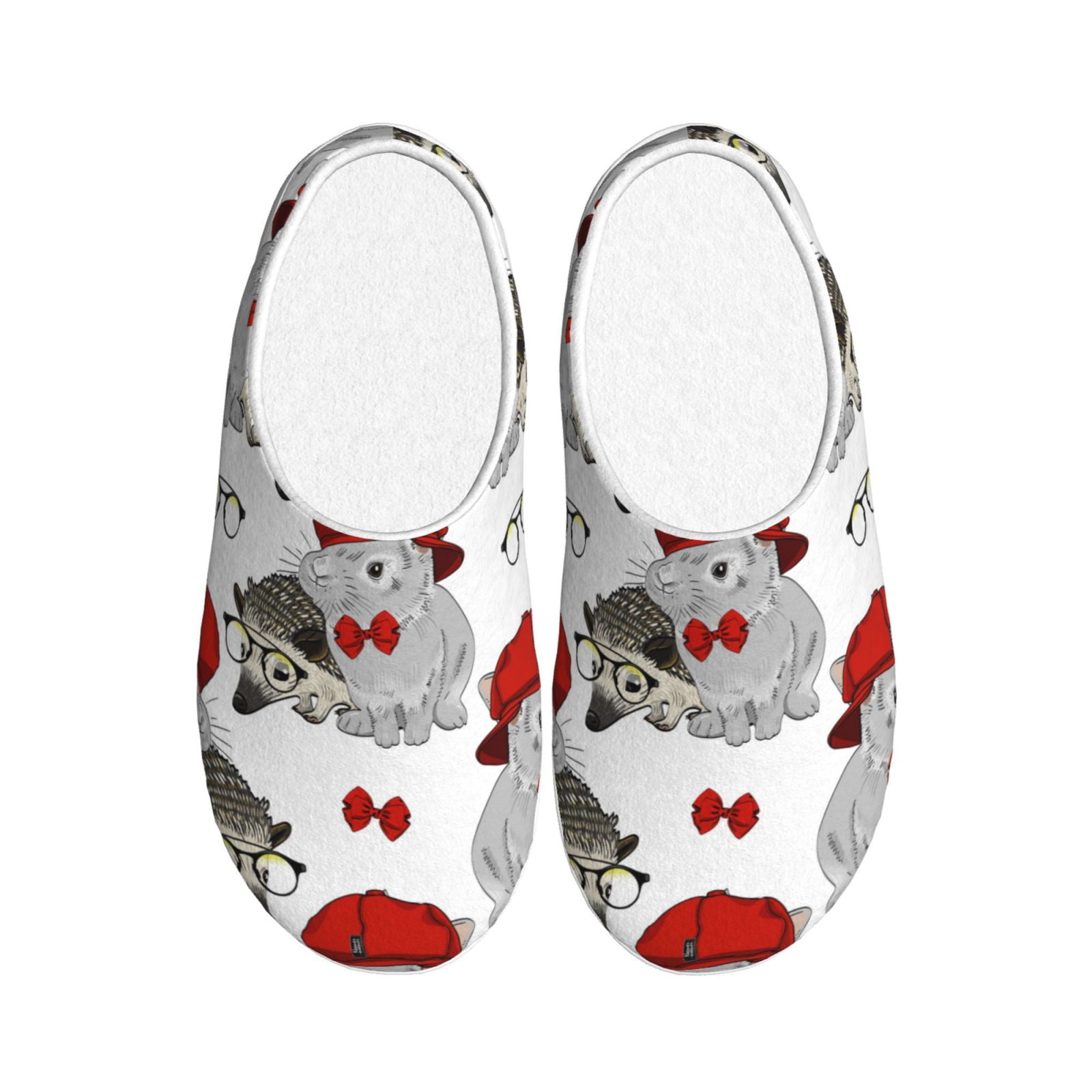 Kdxio Rabbit And Hedgehog Women's Men's Slippers Plush Slip-On House ...