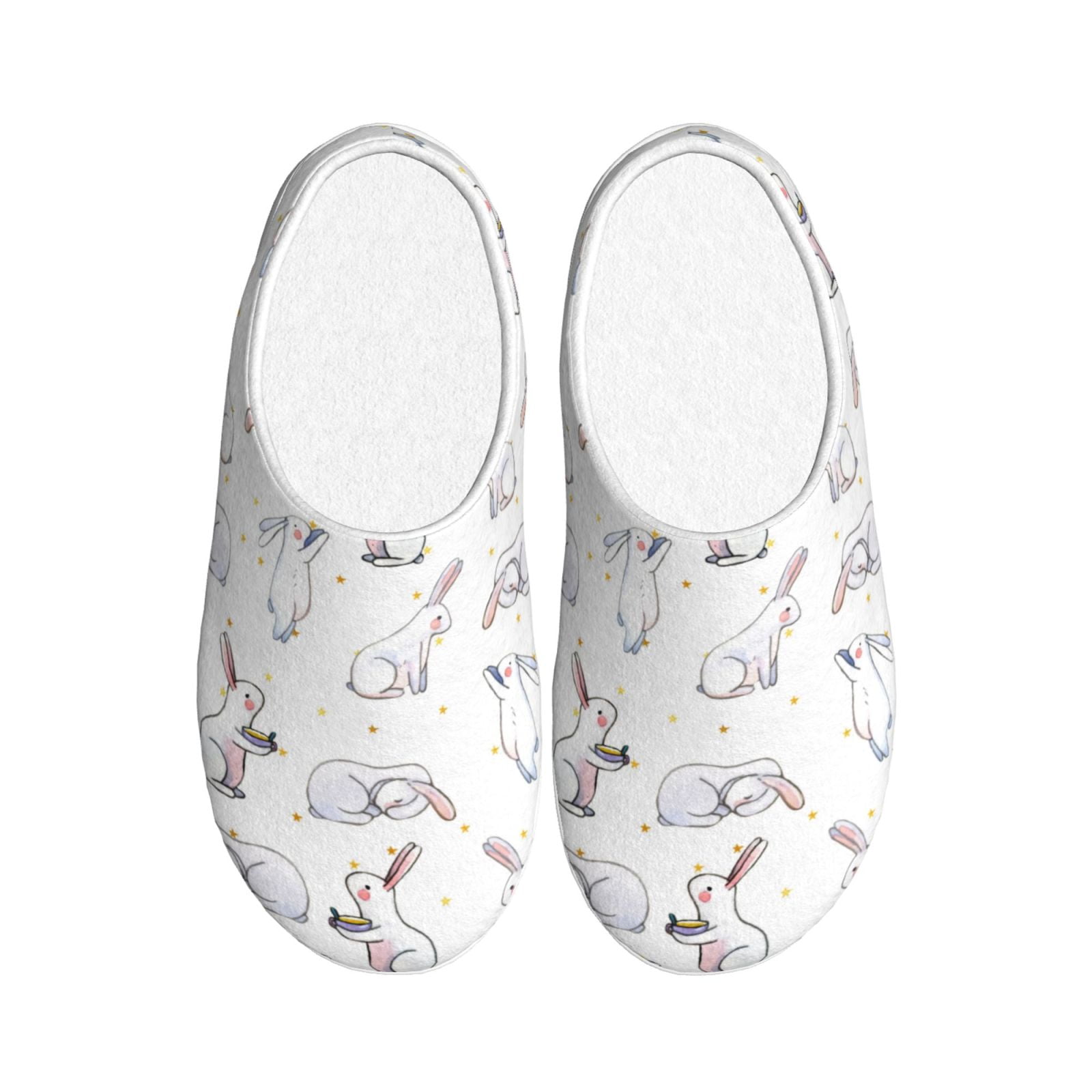 Kdxio Rabbit Eating Women's Men's Slippers Plush Slip-On House Slipper ...