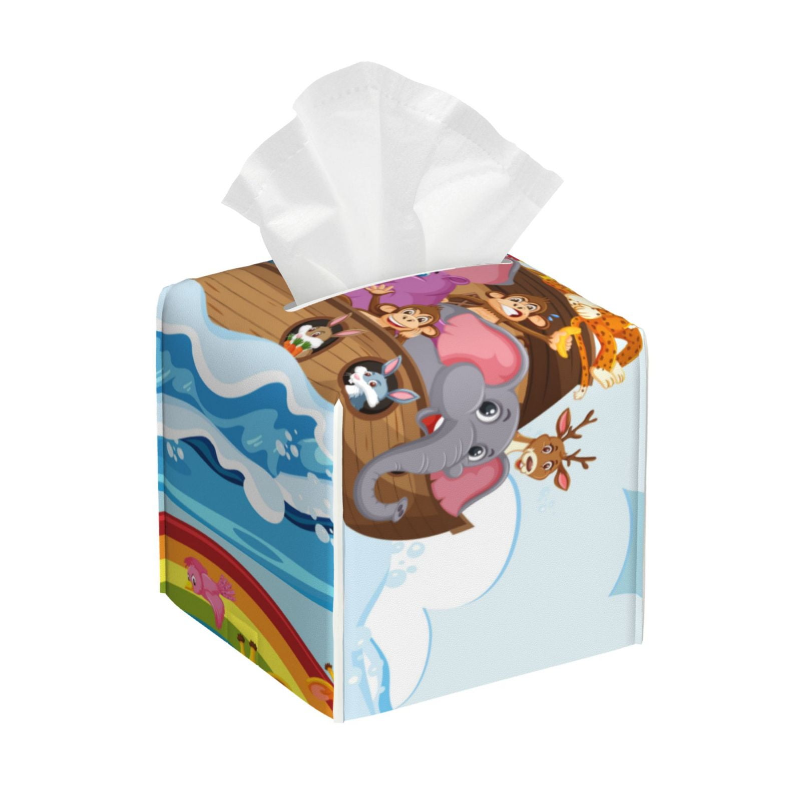 Kdxio Rainbow Animals on Noah's Ark Print Tissue Box Cover,Square ...