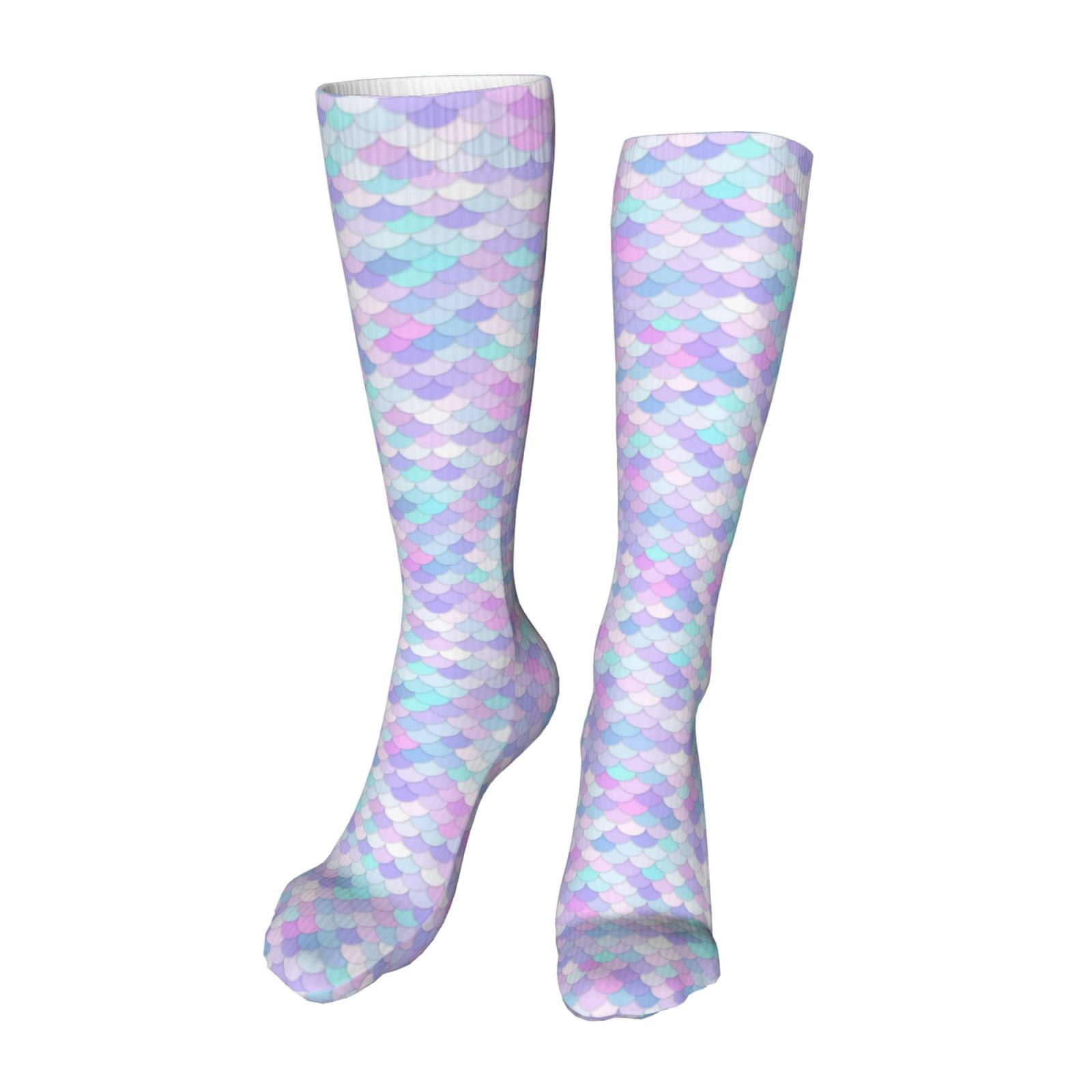 Kdxio Rainbow Scales Funny Silky Novelty Funky Long Knee High Socks ...