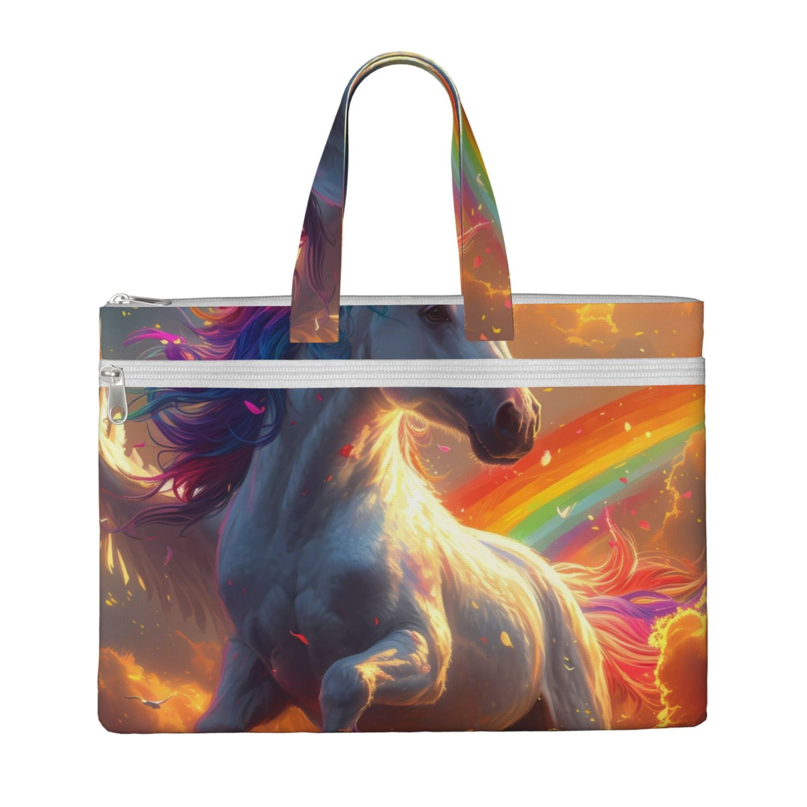 Kdxio Rainbow Sunset Cloud White Horse File Tote Document Bag Business ...