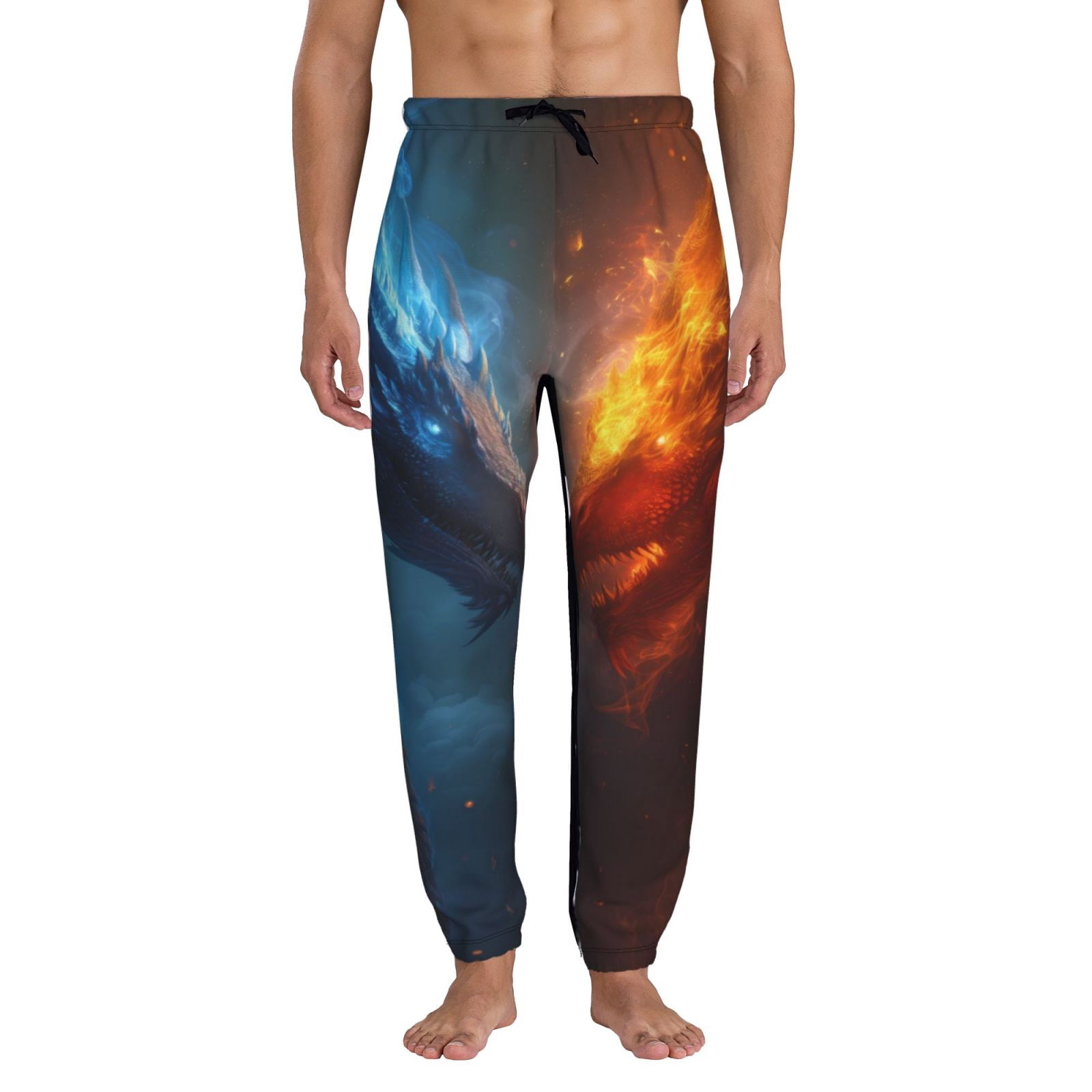 Kdxio Red And Blue Fire Cloud Dragon Pattern Joggers,Sweatpants for Men ...