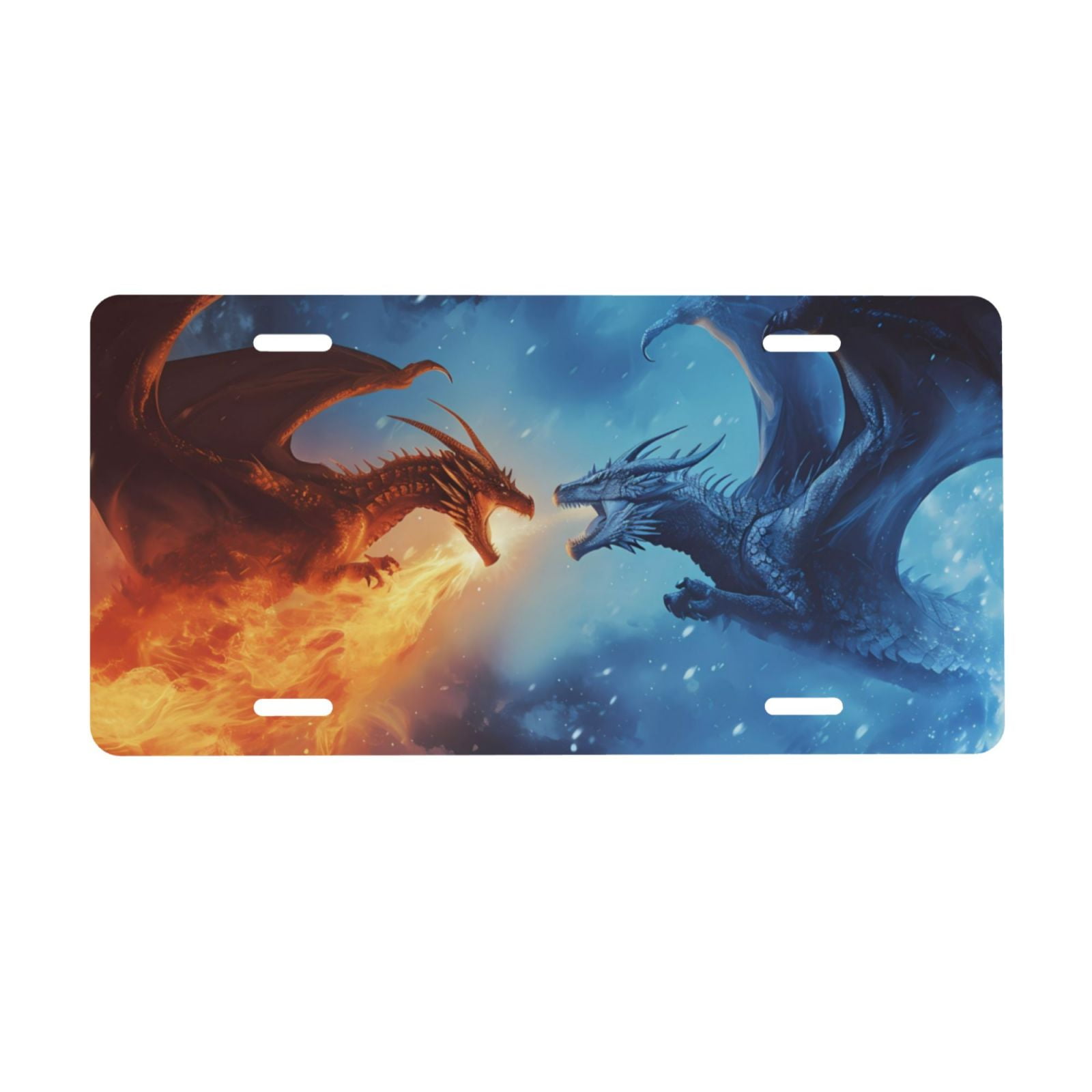 Kdxio Red And Blue Fire Dragon A License Plate Car Front License Plate ...