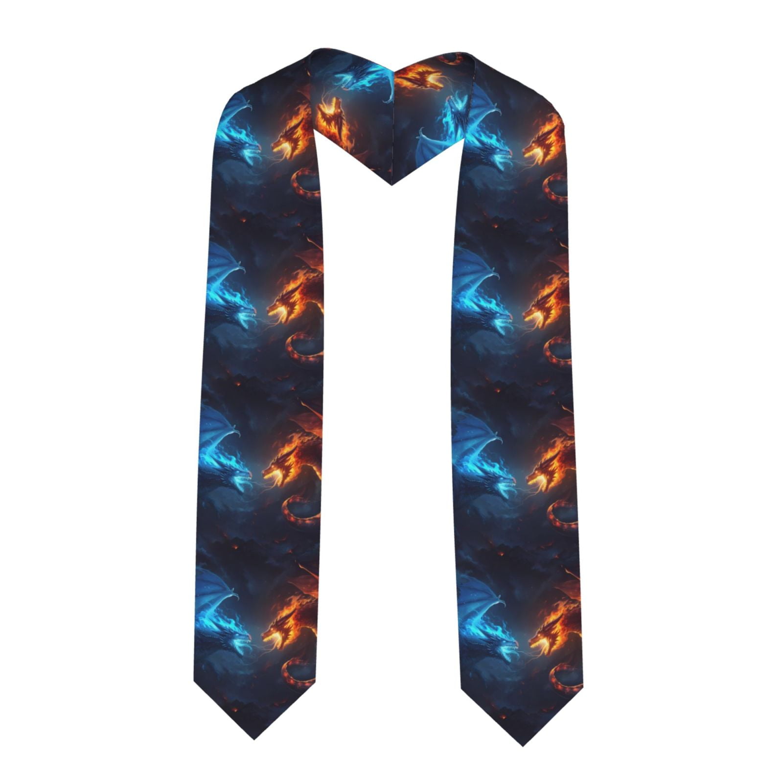 Kdxio Red And Blue Fire Dragon C Graduation Stole Class, Graduation ...