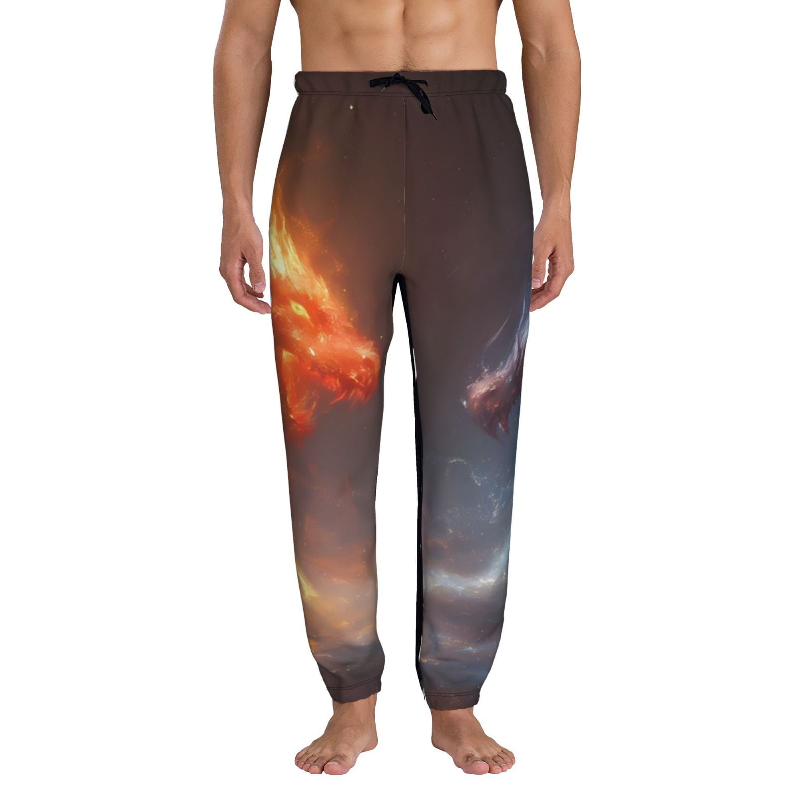 Kdxio Red And Blue Fire Dragon D Pattern Joggers,Sweatpants for Men ...