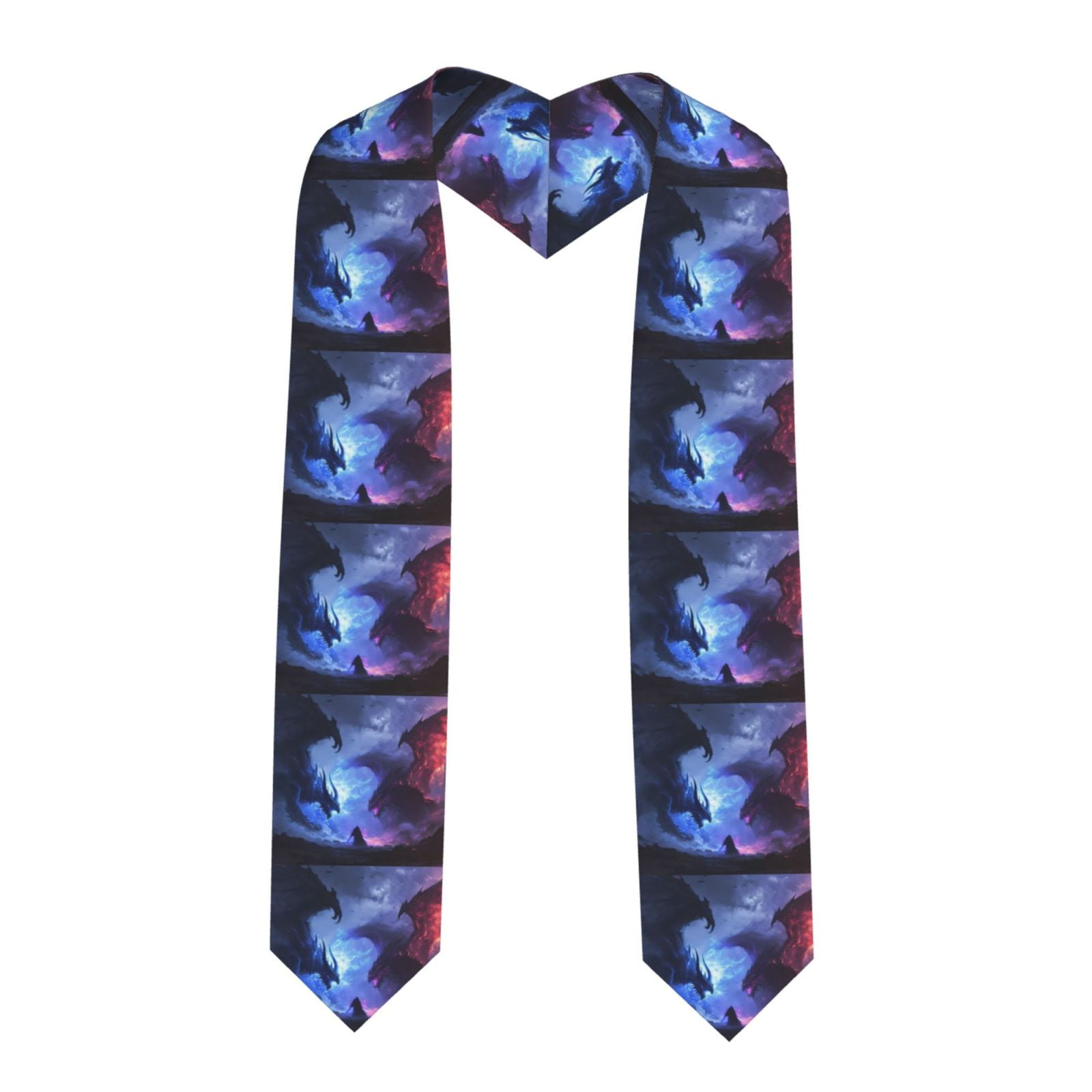 Kdxio Red And Blue Fire Dragon Graduation Stole Class, Graduation Sash ...