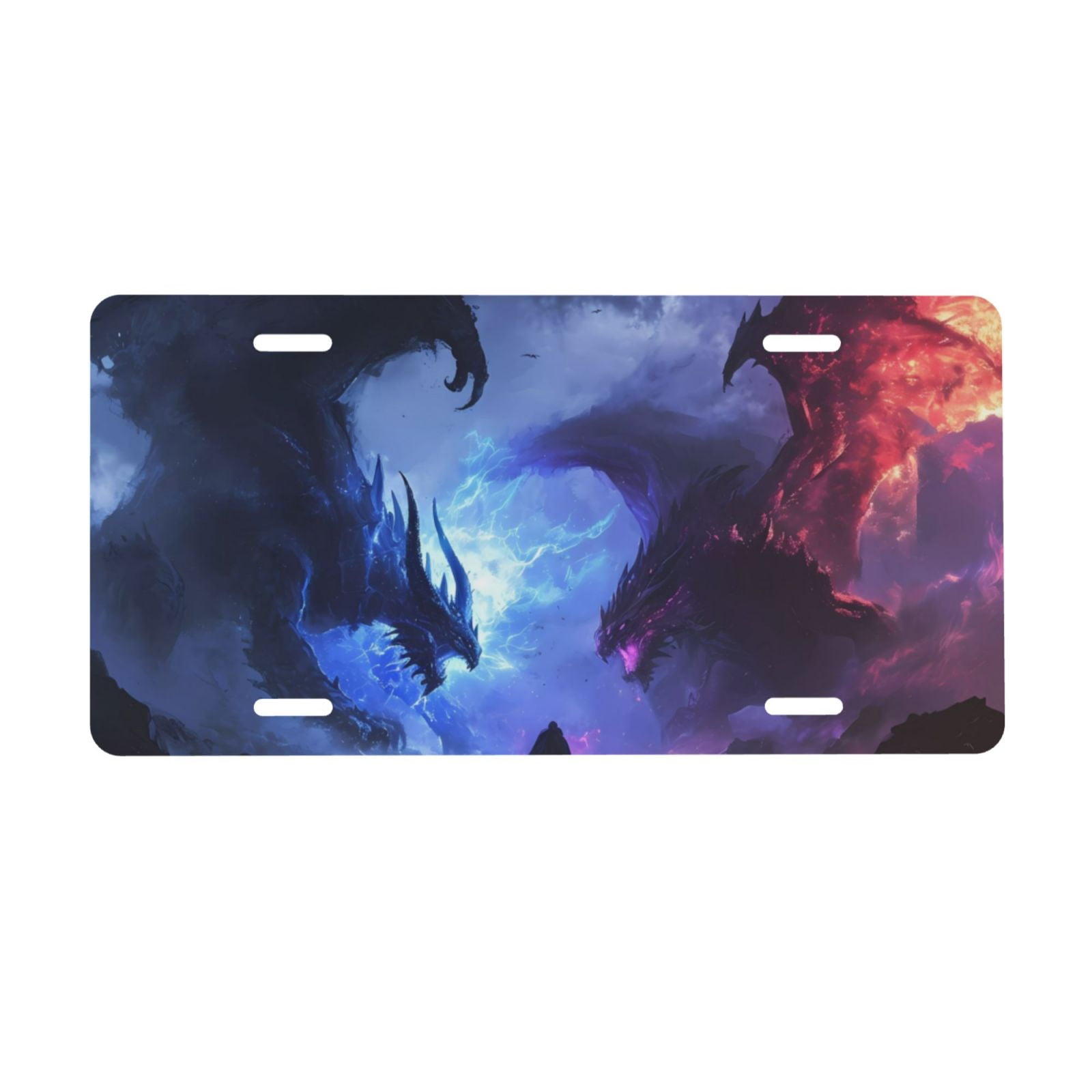 Kdxio Red And Blue Fire Dragon License Plate Car Front License Plate ...