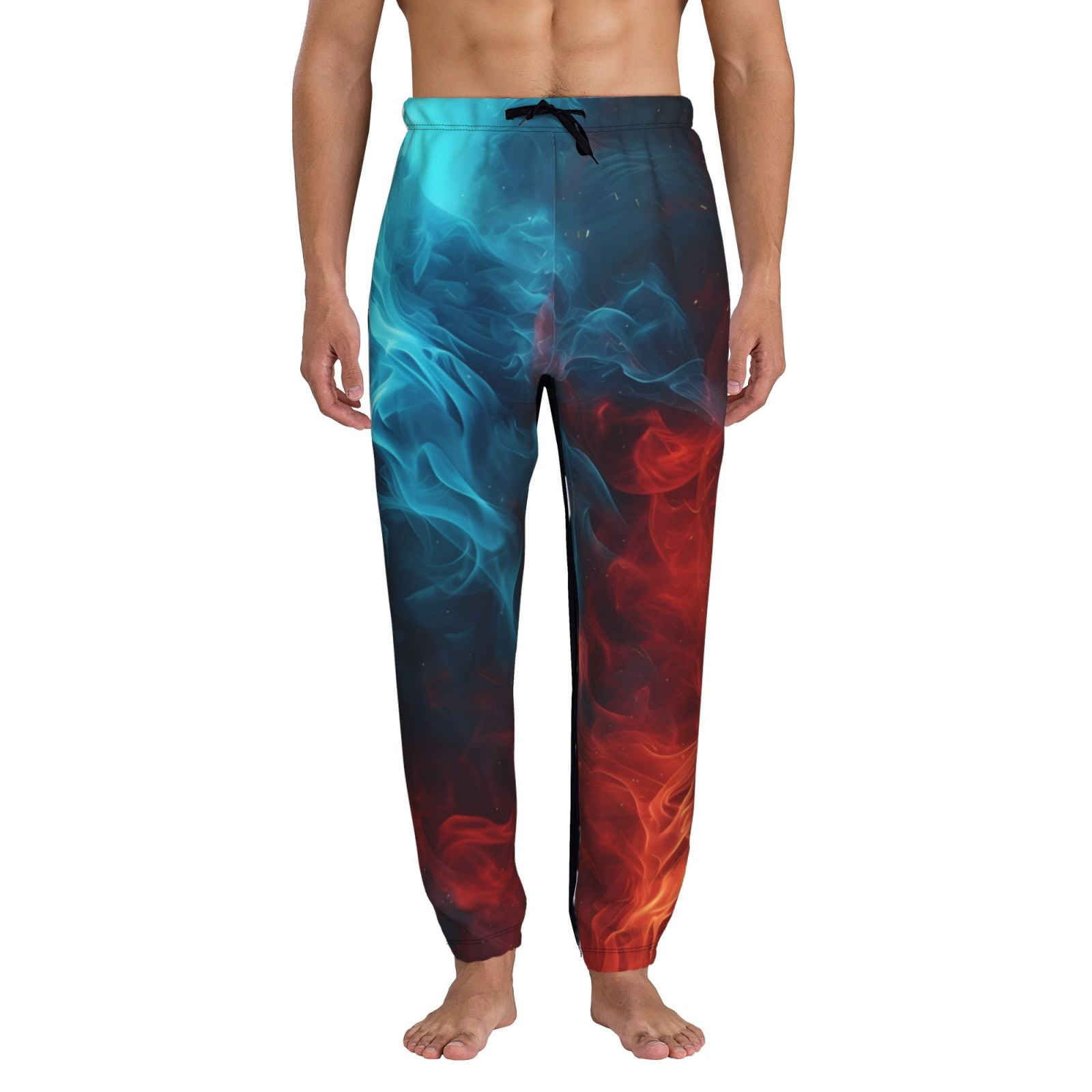 Kdxio Red And Blue Fire Pattern Joggers,Sweatpants for Men with Pockets ...