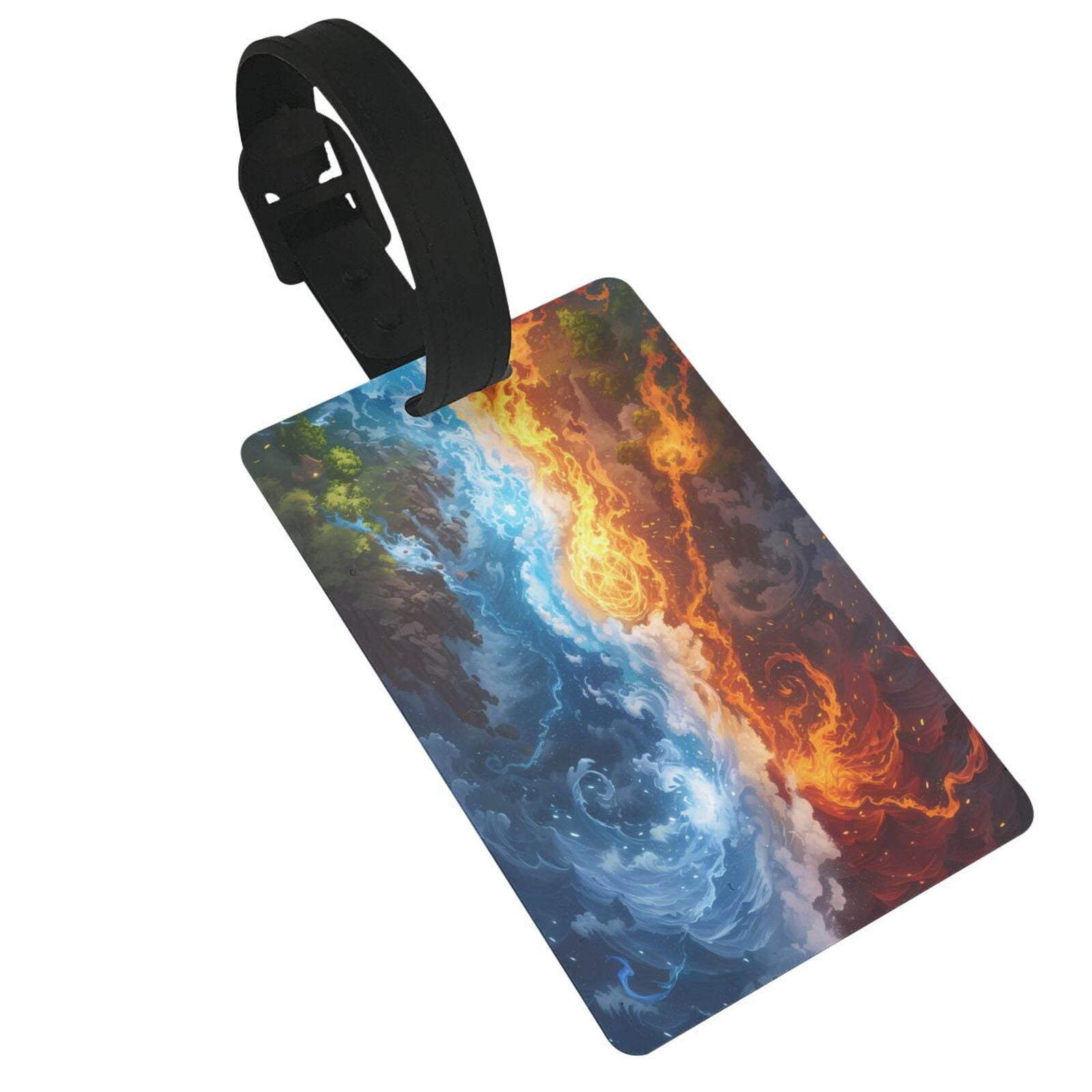 Kdxio Red And Blue Flame Waves Luggage Tags Privacy Cover ID Label ...