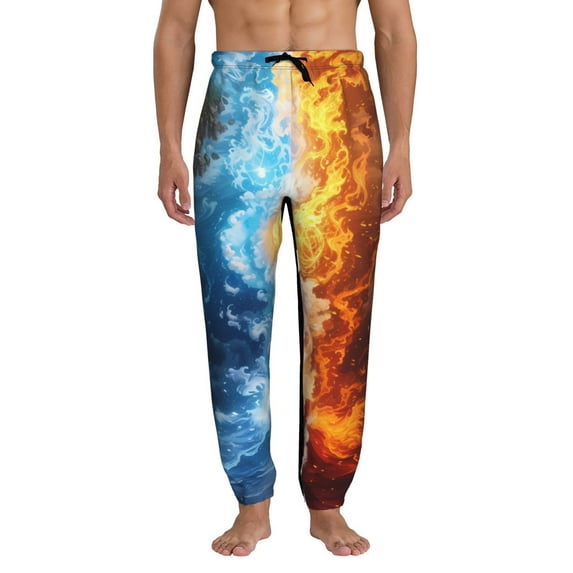 Kdxio Red And Blue Flame Waves Pattern Joggers,Sweatpants for Men with ...