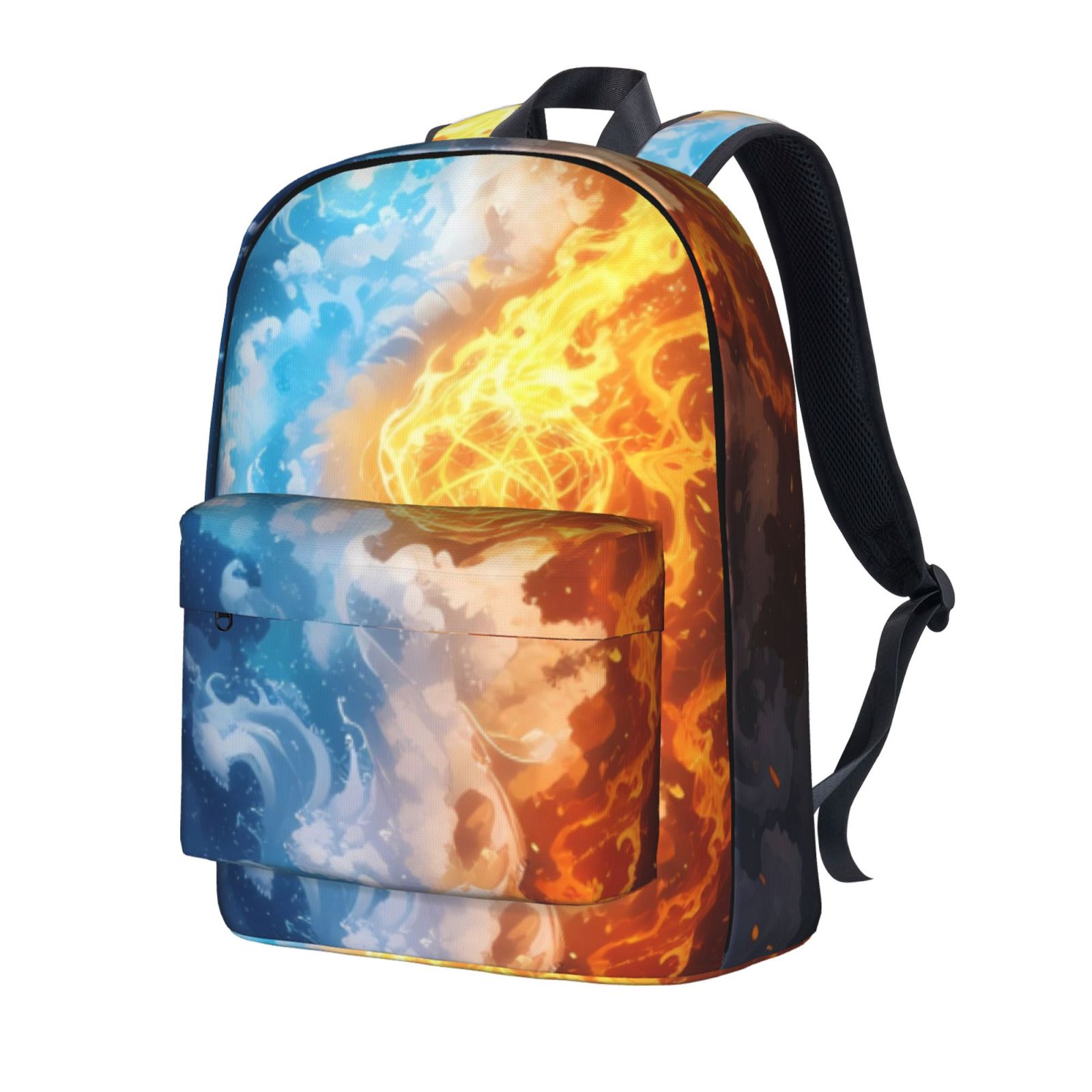 Kdxio Red And Blue Flame Waves Print School Backpack Travel Bag for Men ...