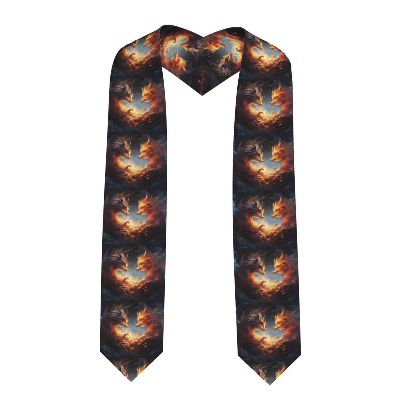 Kdxio Red And Gray Flame Fox Graduation Stole Class, Graduation Sash ...