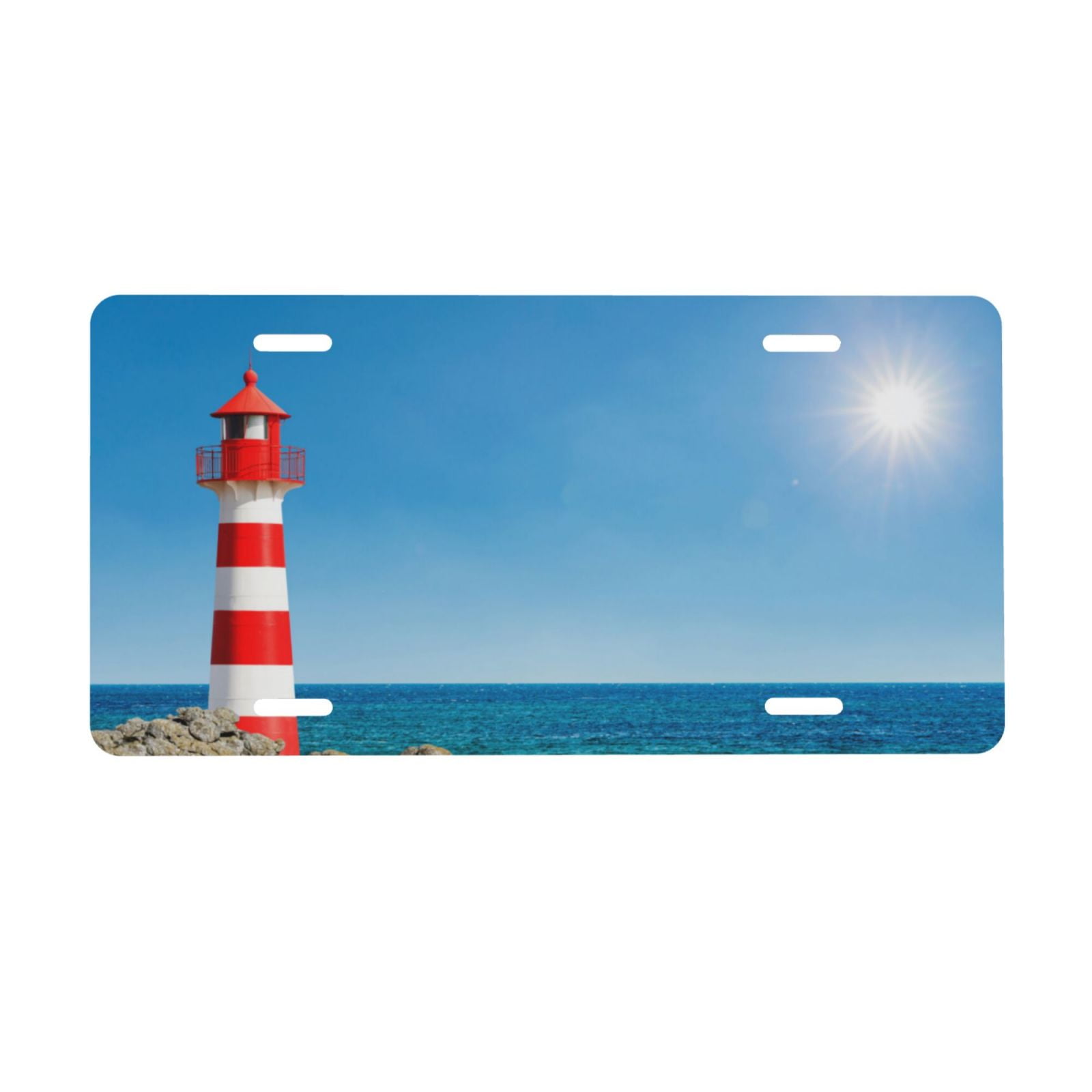 Kdxio Red And White Lighthouse License Plate Car Front License Plate ...