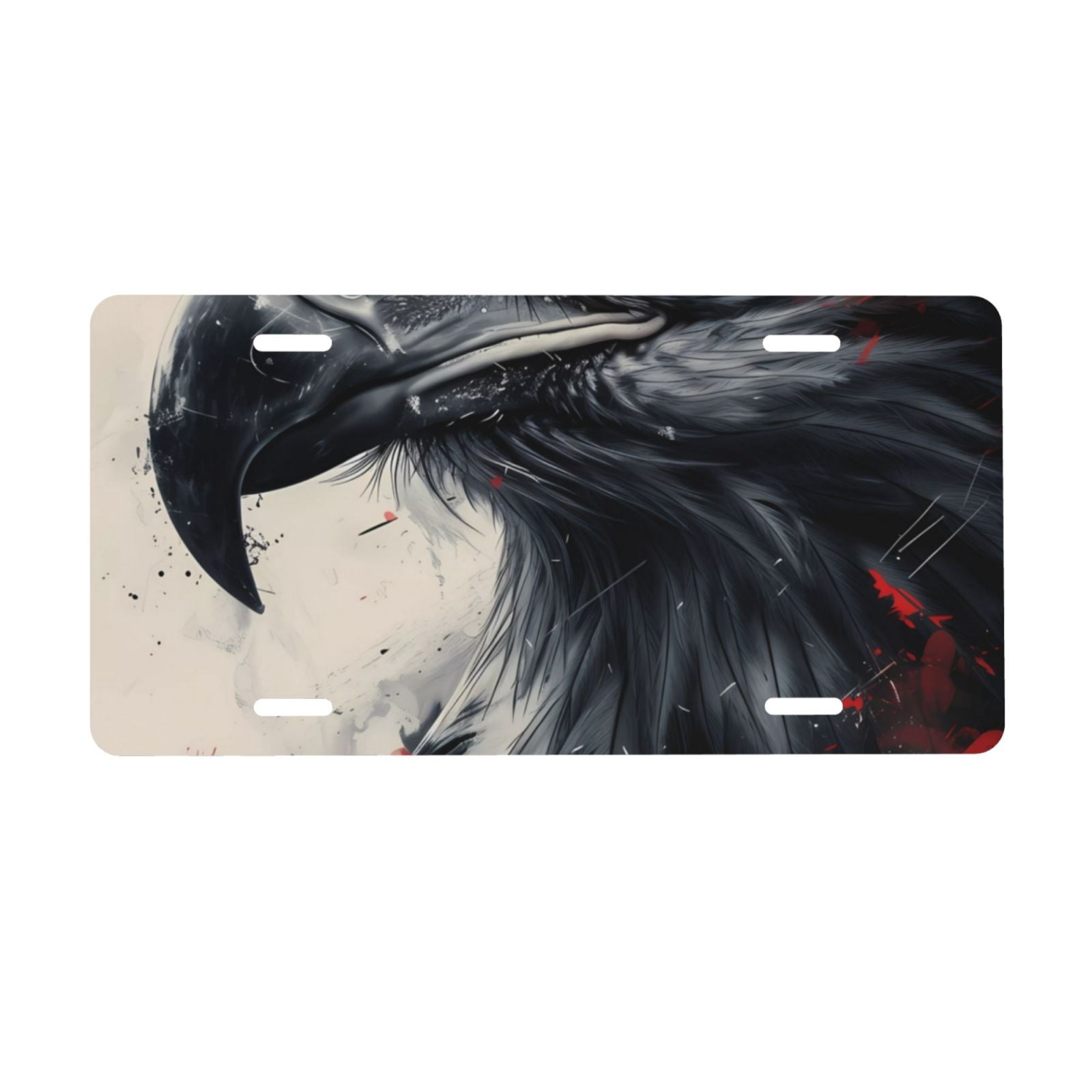 Kdxio Red Black Ink Style Bald Eagle License Plate Car Front License ...