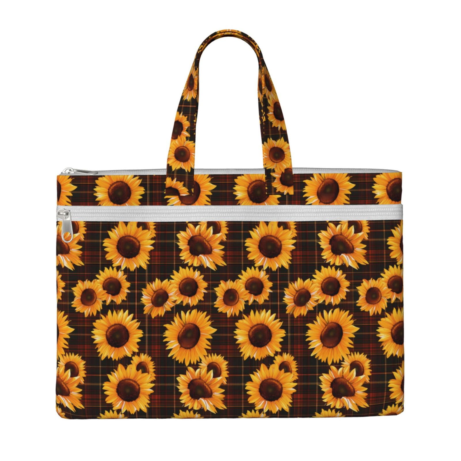 Kdxio Red Black Plaid Sunflower File Tote Document Bag Business ...