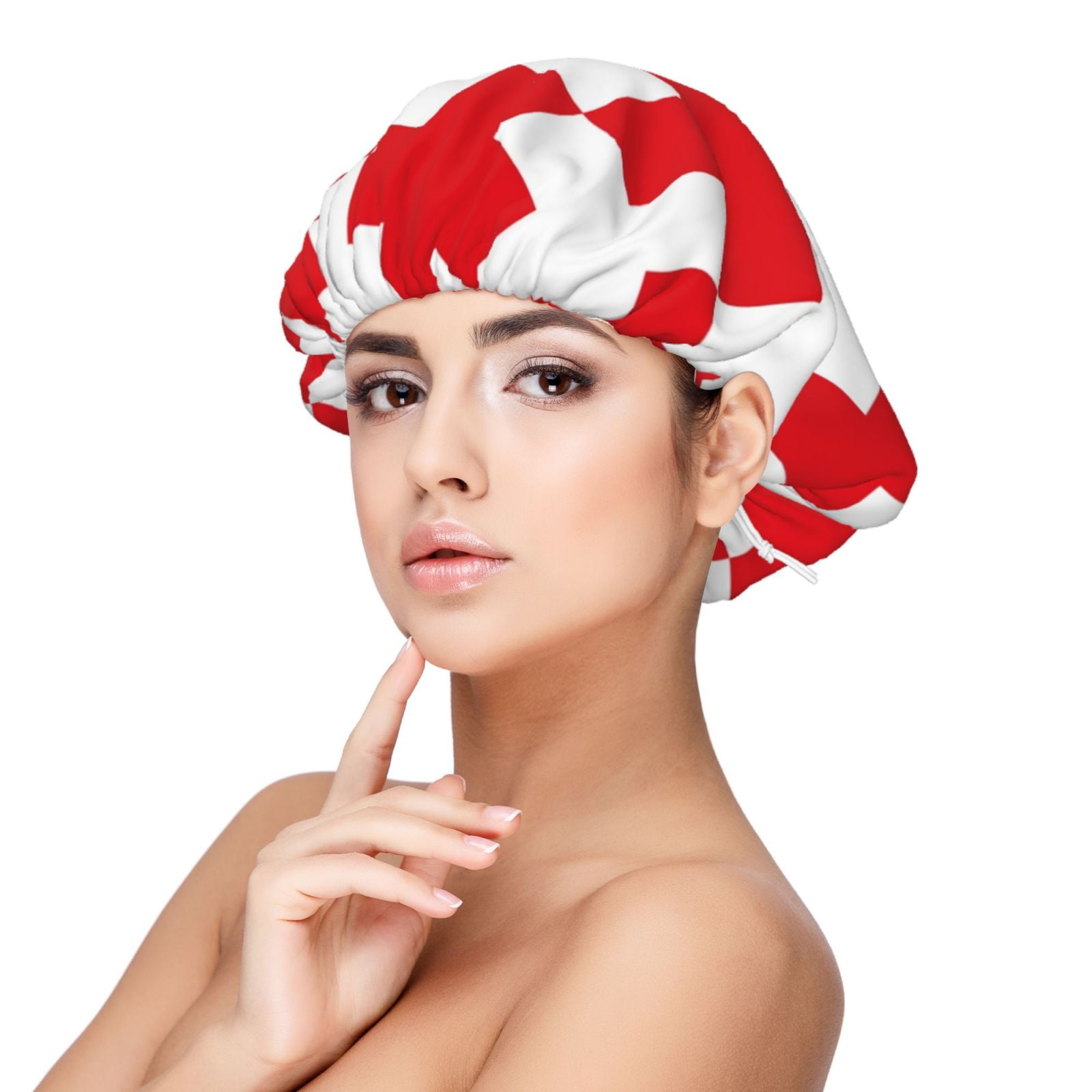 Kdxio Red Cross 1 Pattern Satin Bonnet Silk Bonnet Hair Bonnet for ...
