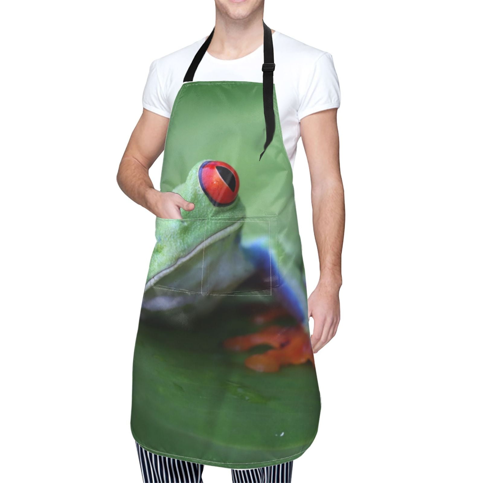 Kdxio Red-Eyed Tree Frog-1 Apron with Pockets Adjustable Kitchen Aprons ...