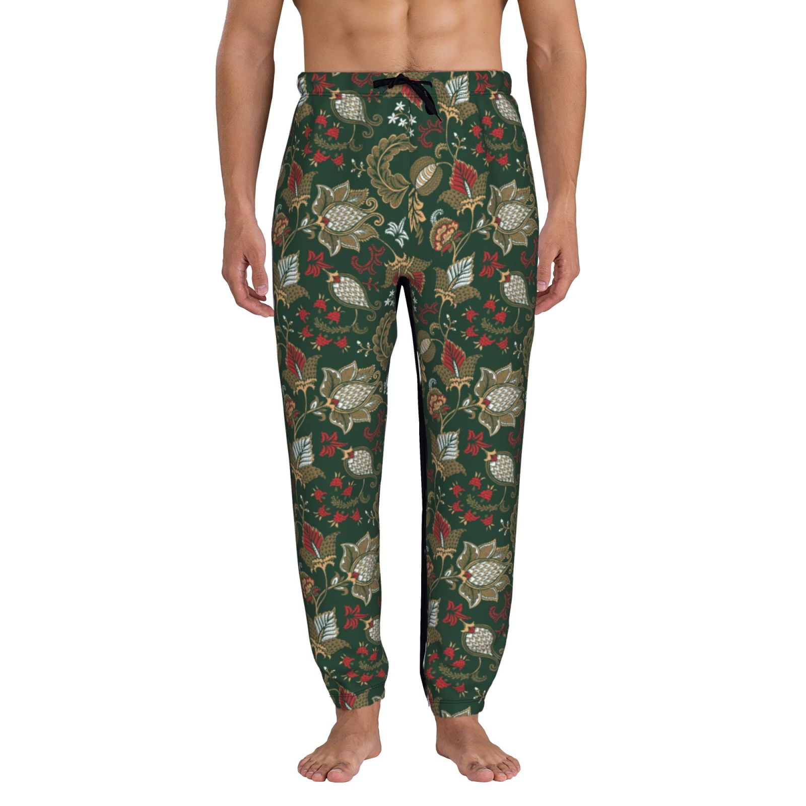 Kdxio Red Leaves Pattern Joggers,Sweatpants for Men with Pockets-Large ...
