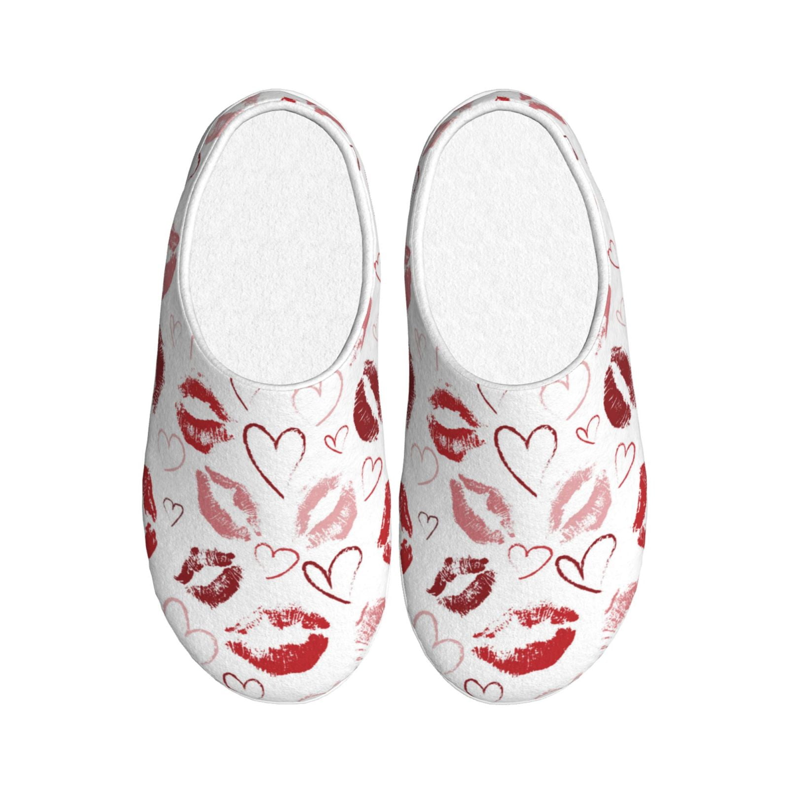 Kdxio Red Lips Women's Men's Slippers Plush Slip-On House Slipper for ...