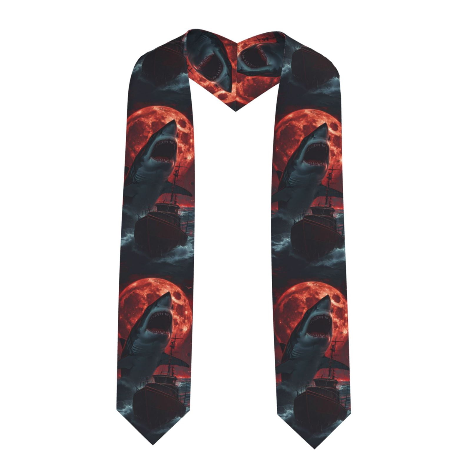Kdxio Red Moon Shark Sailboat Graduation Stole Class, Graduation Sash ...