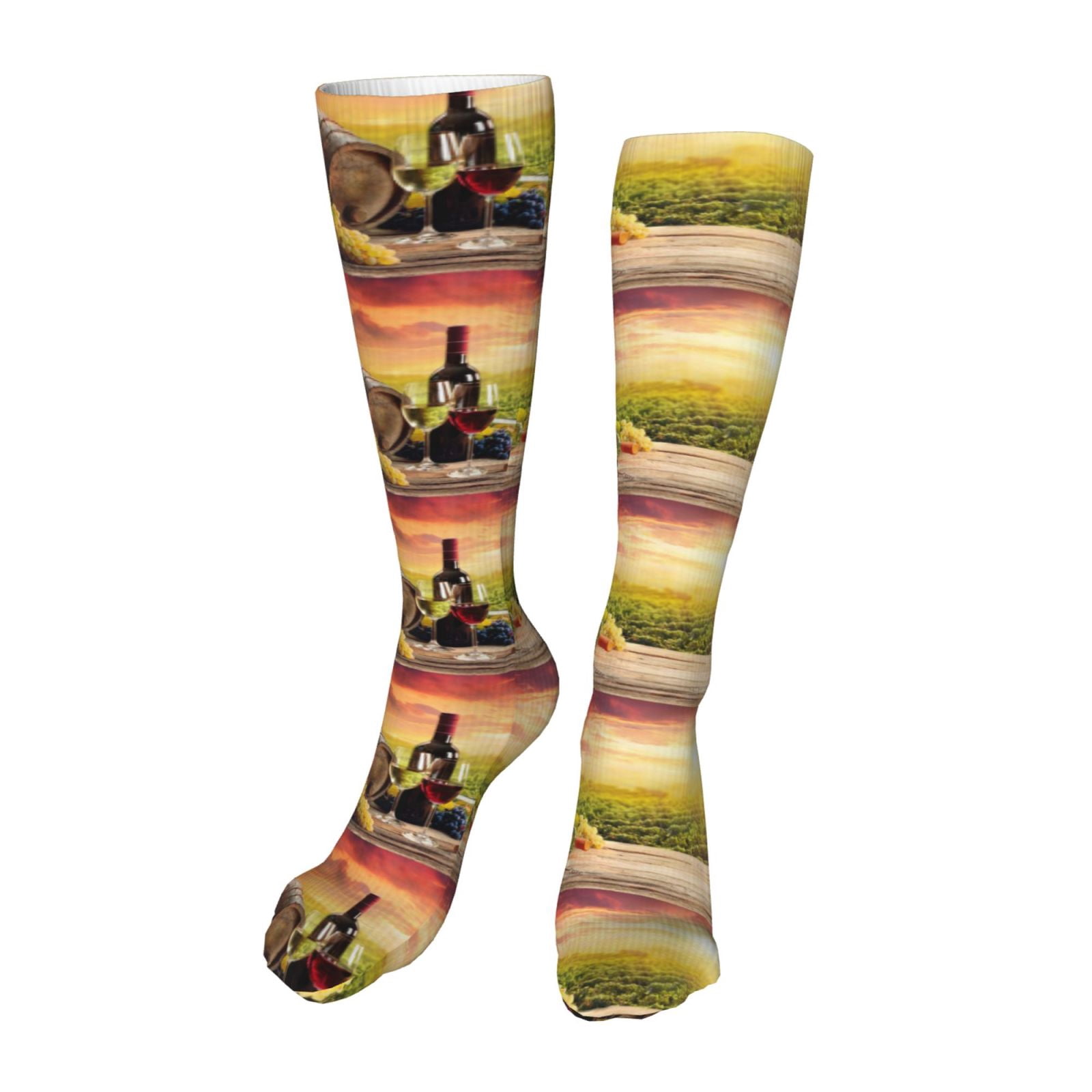 Kdxio Red Wine Glasses Funny Silky Novelty Funky Long Knee High Socks ...