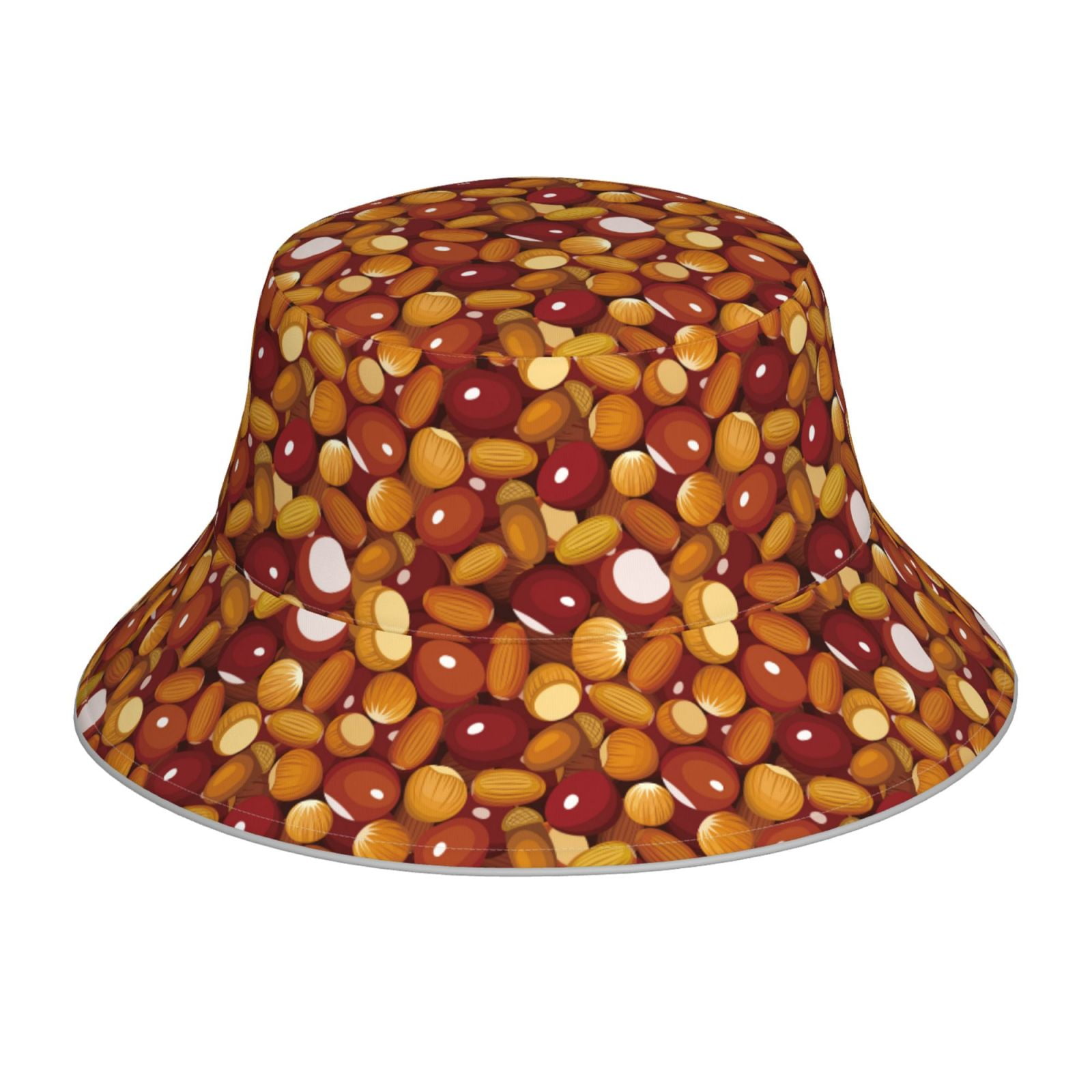 Kdxio Reflective Bucket Hat - Almond Nuts Print Bucket Hat for Men ...