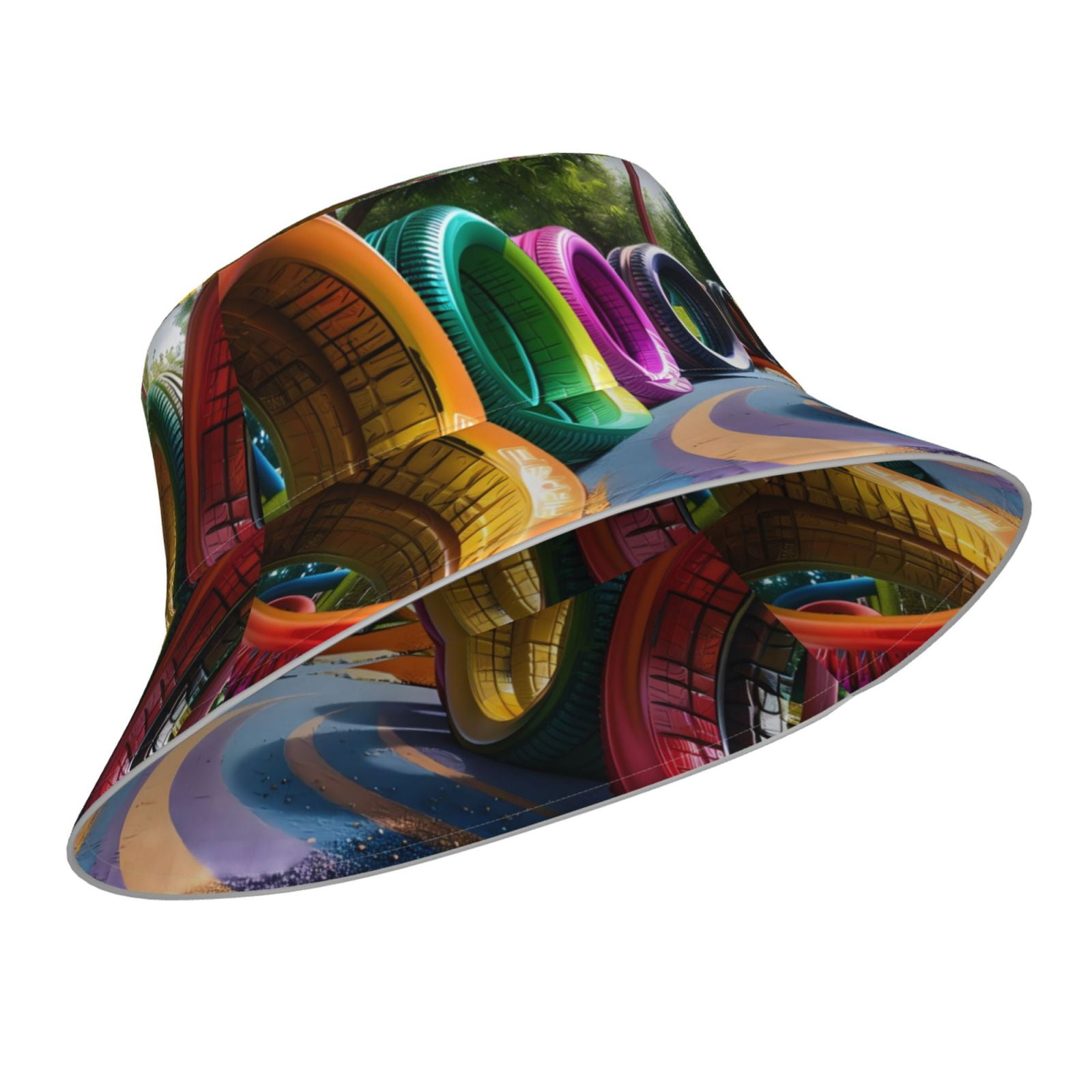 Kdxio Reflective Bucket Hat - Colorful Tire Tunnel Park Print Bucket ...