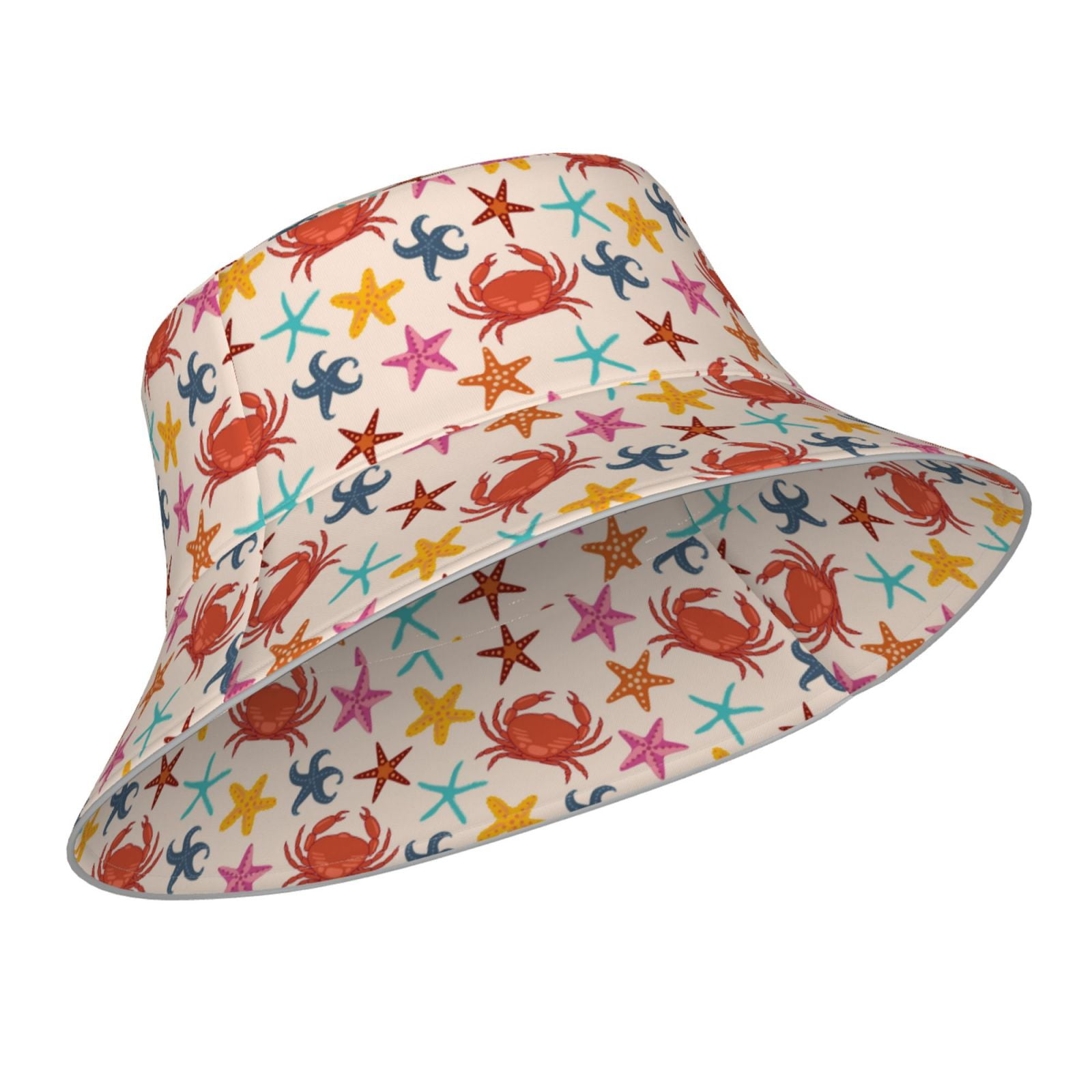 Kdxio Reflective Bucket Hat - Crabs And Seastars Print Bucket Hat for ...