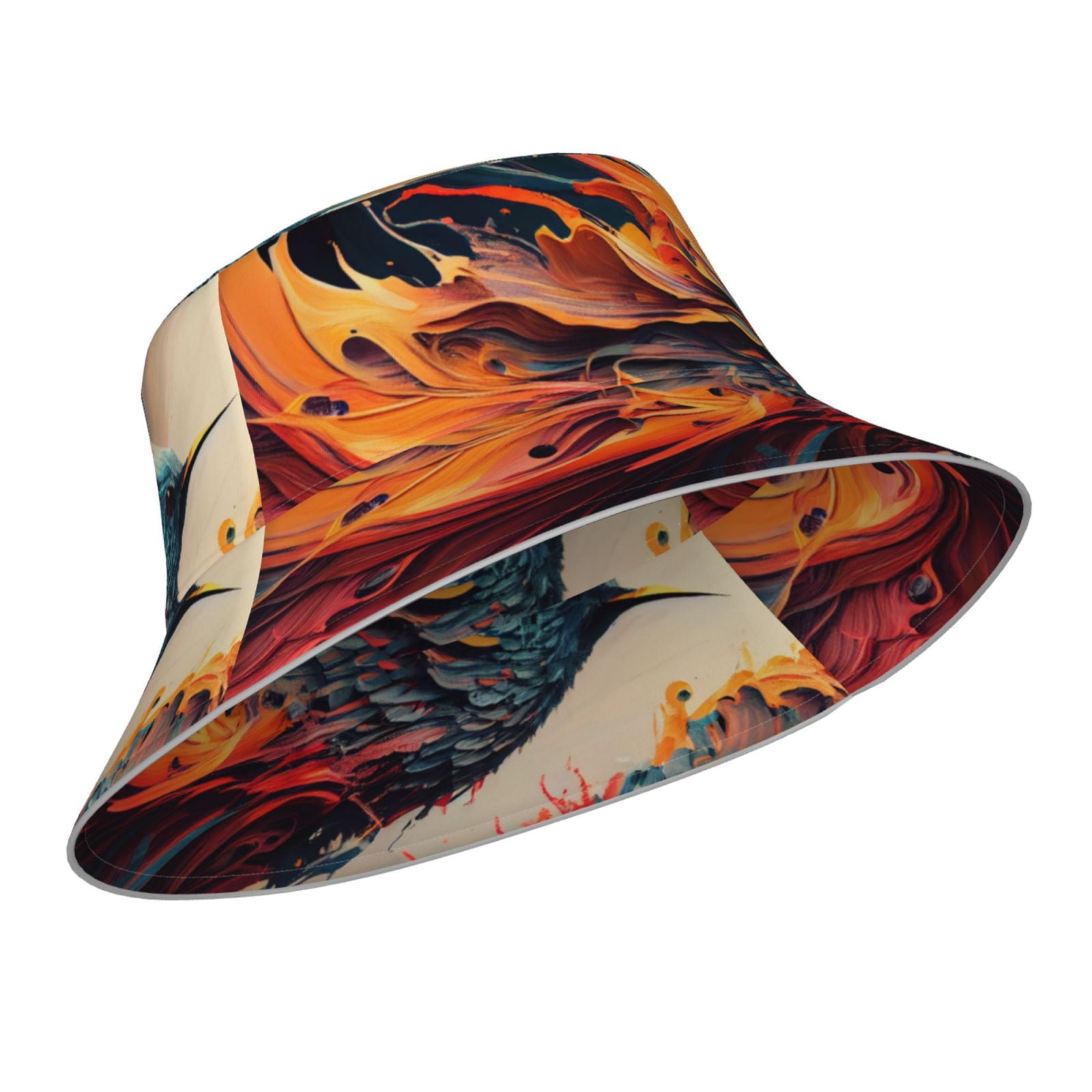 Kdxio Reflective Bucket Hat - Dynamic Fire Bird Art Print Bucket Hat ...