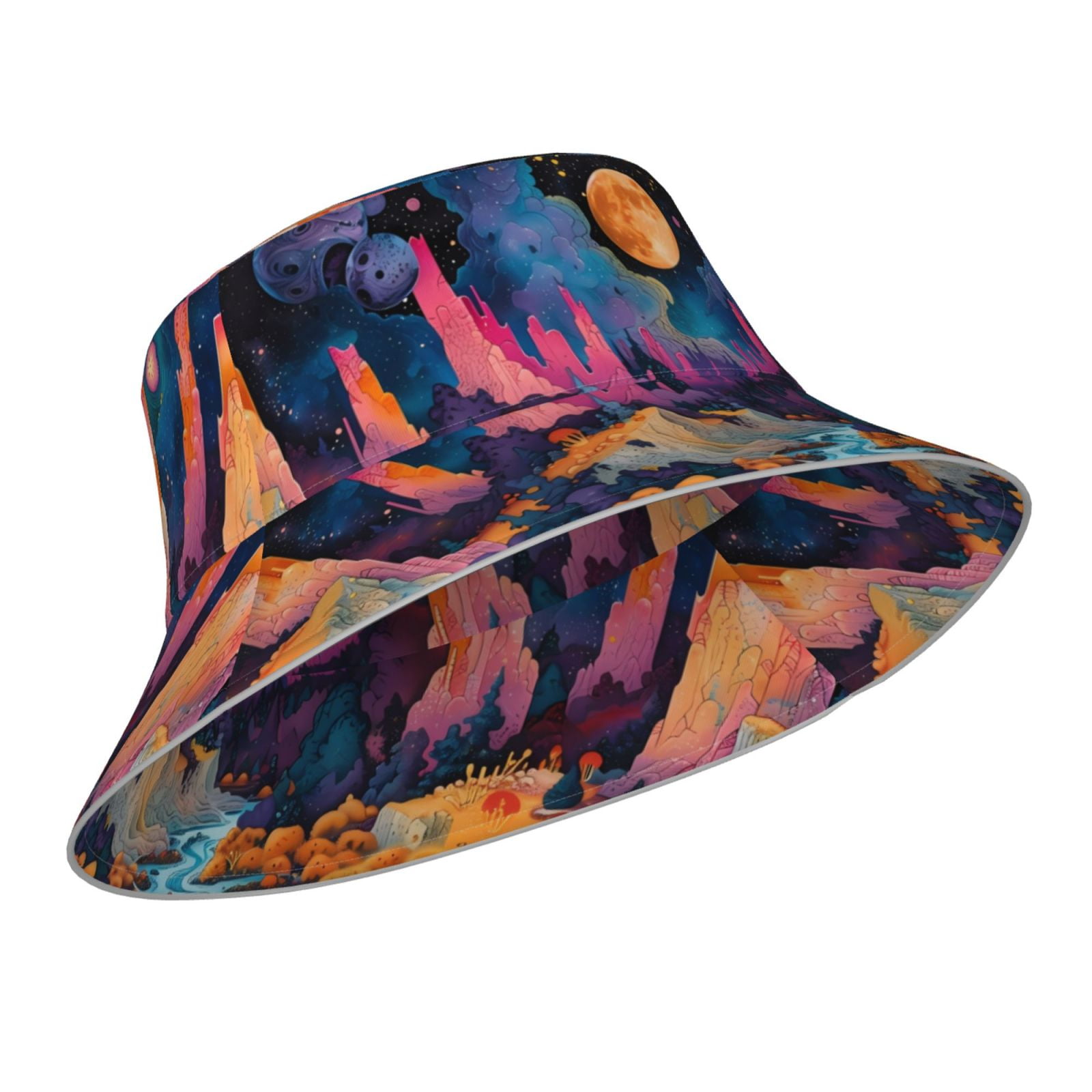 Kdxio Reflective Bucket Hat - Fantasy Cosmic Landscape Print Bucket Hat ...