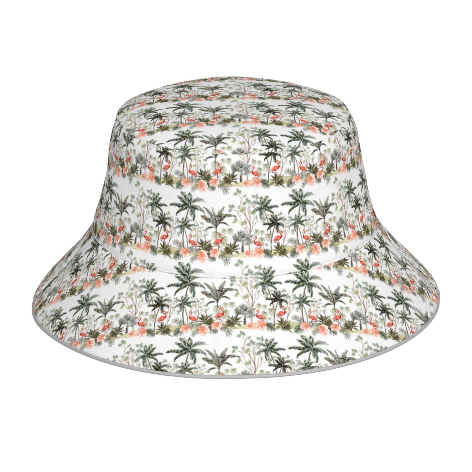 Kdxio Reflective Bucket Hat - Flamingo Palm Trees Print Bucket Hat for ...