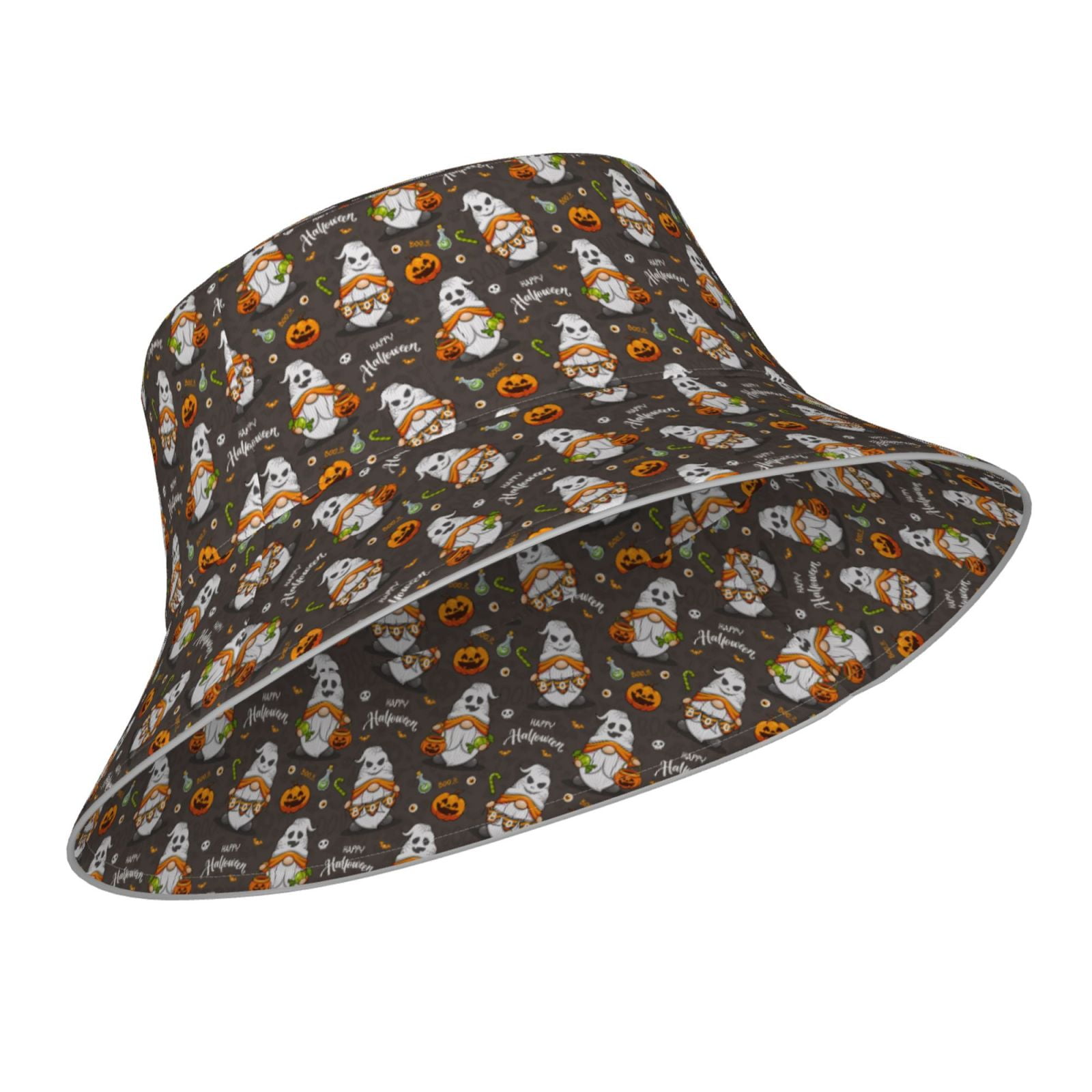 Kdxio Reflective Bucket Hat - Gnome And Pumpkin Print Bucket Hat for ...