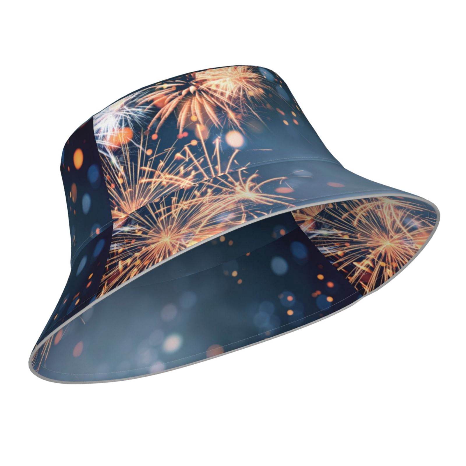 Kdxio Reflective Bucket Hat - Gold And Blue Fireworks Print Bucket Hat ...